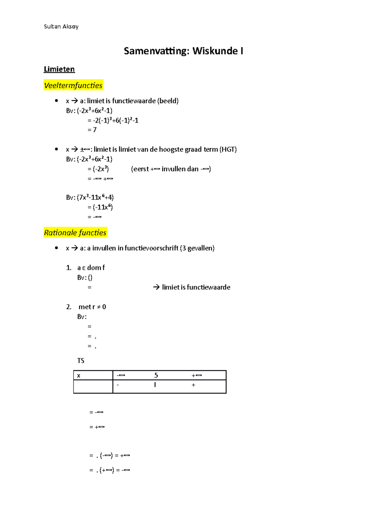 Wiskunde I samenvatting - Copie - Copie - Samenvatting: Wiskunde I ...