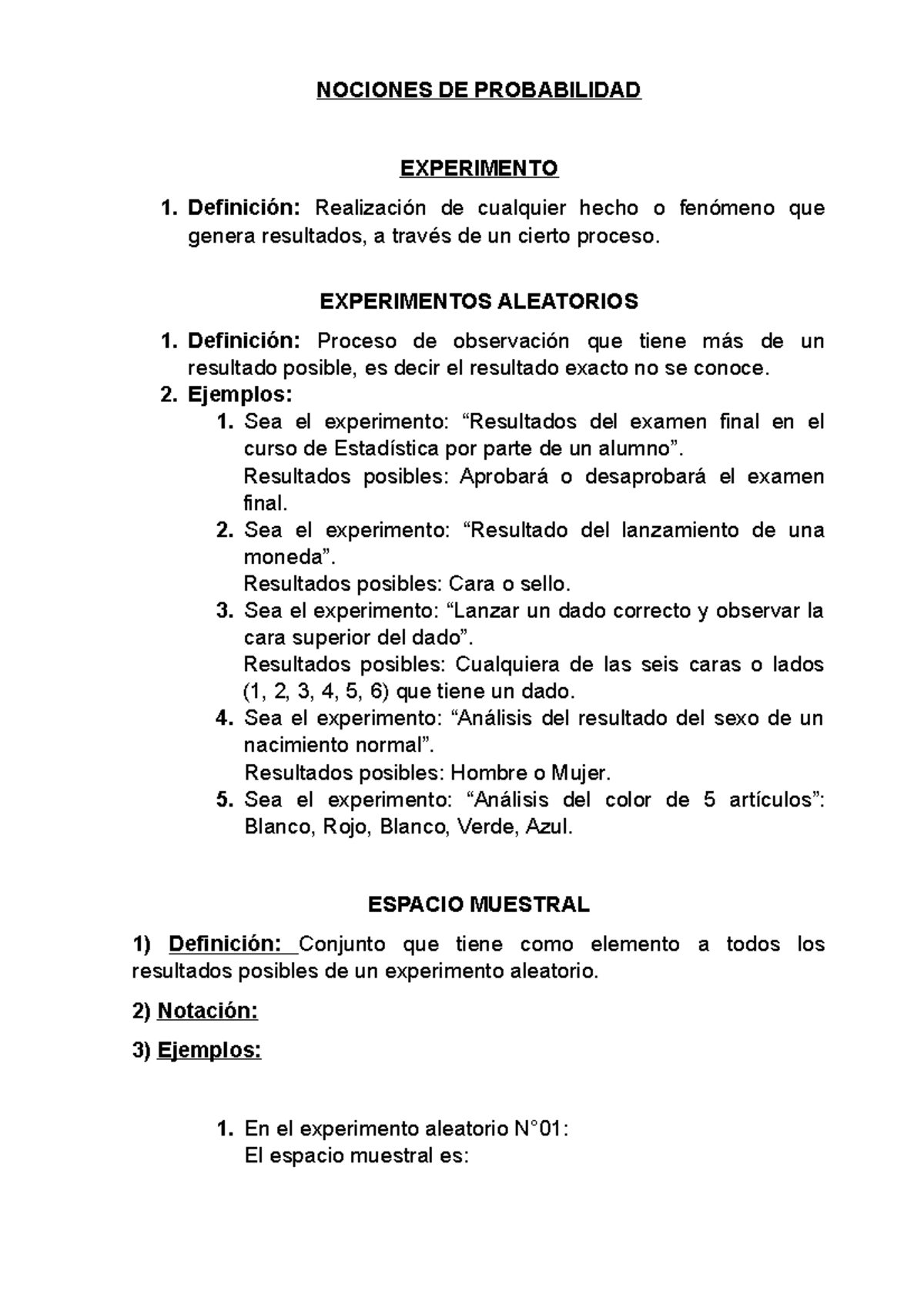 TEMA N° 05 Experimentos Aleatorios, Espacio Muestral Y Probabilidades ...