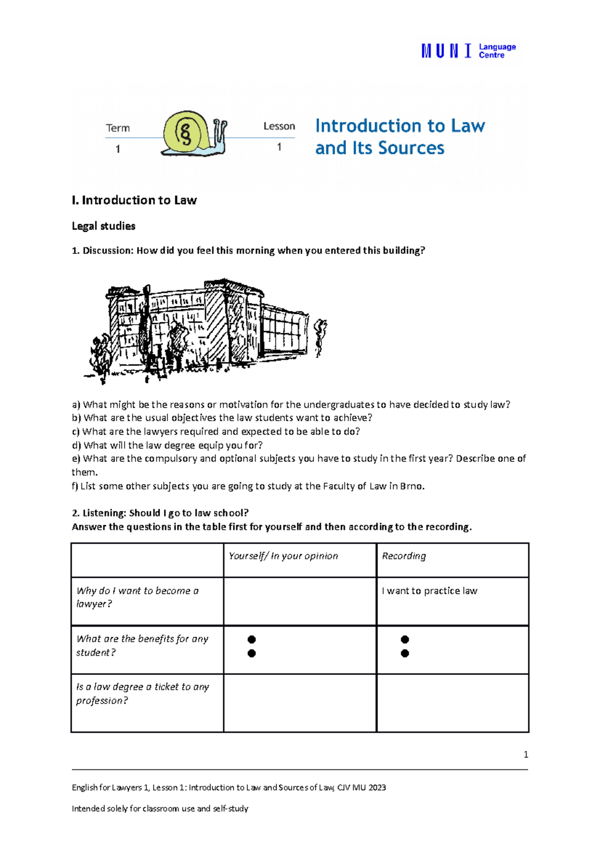 Lesson 01 Introduction to Law and Sources of Law - I. Introduction to ...