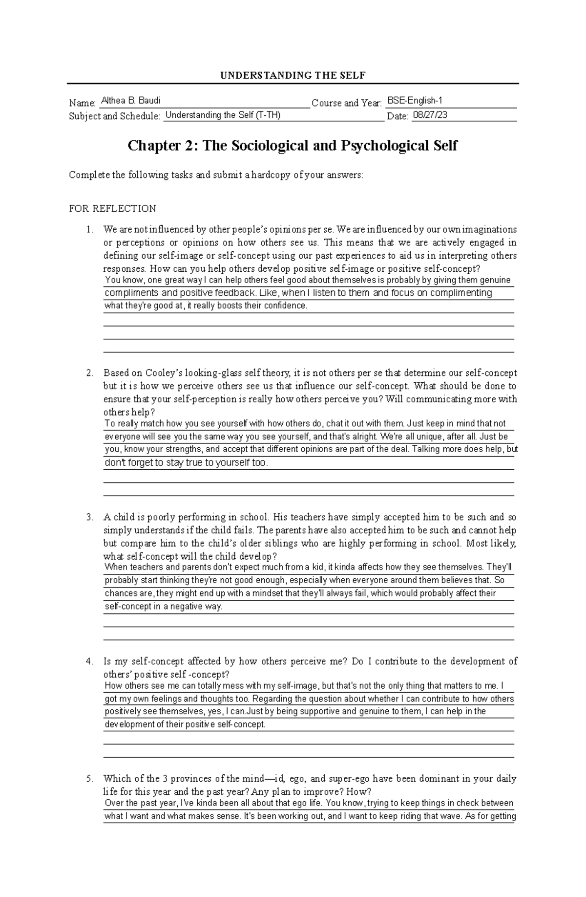 Unit 1 Chapter 2 Task Lecture Task Understanding The Self Name