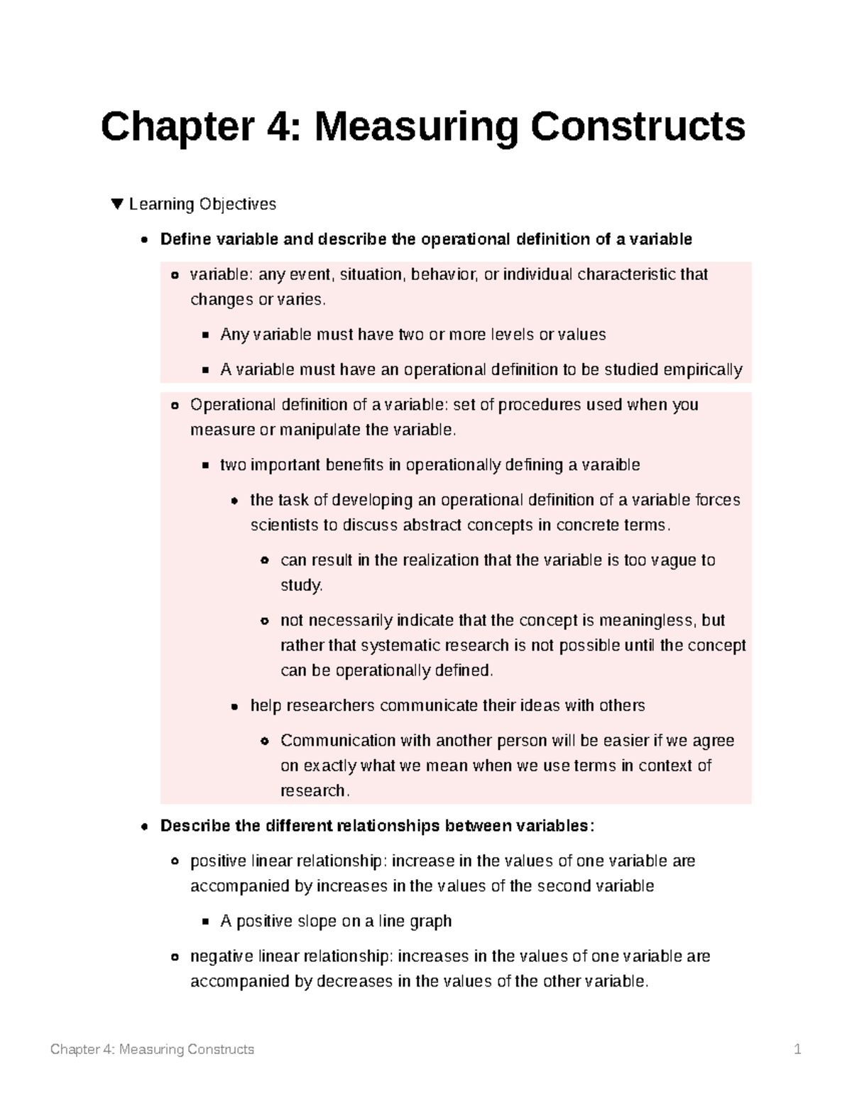 Measuring Constructs (part one) - Chapter 4: Measuring Constructs ...