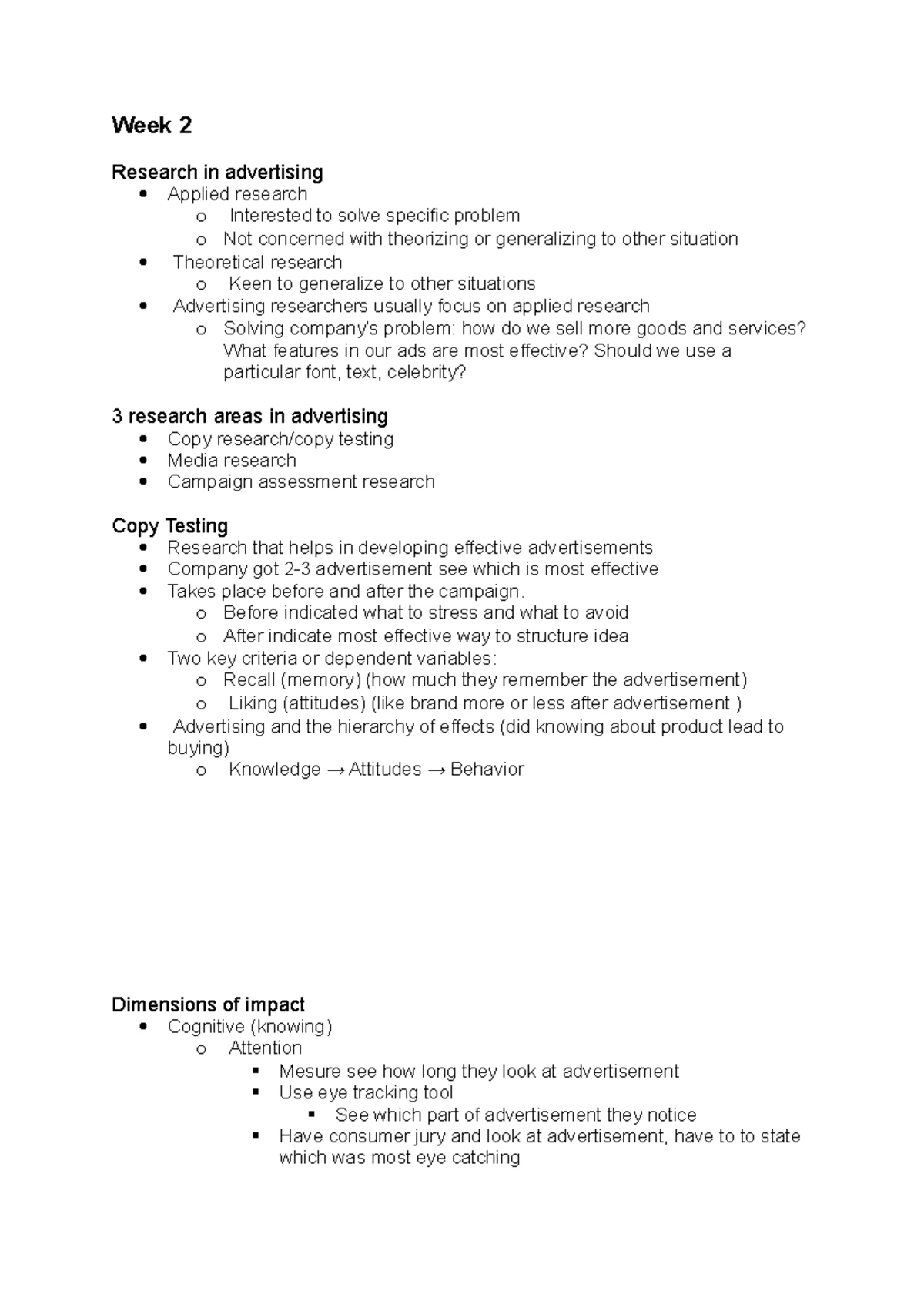 Week 2 - week 2 - Week 2 Research in advertising Applied research o ...