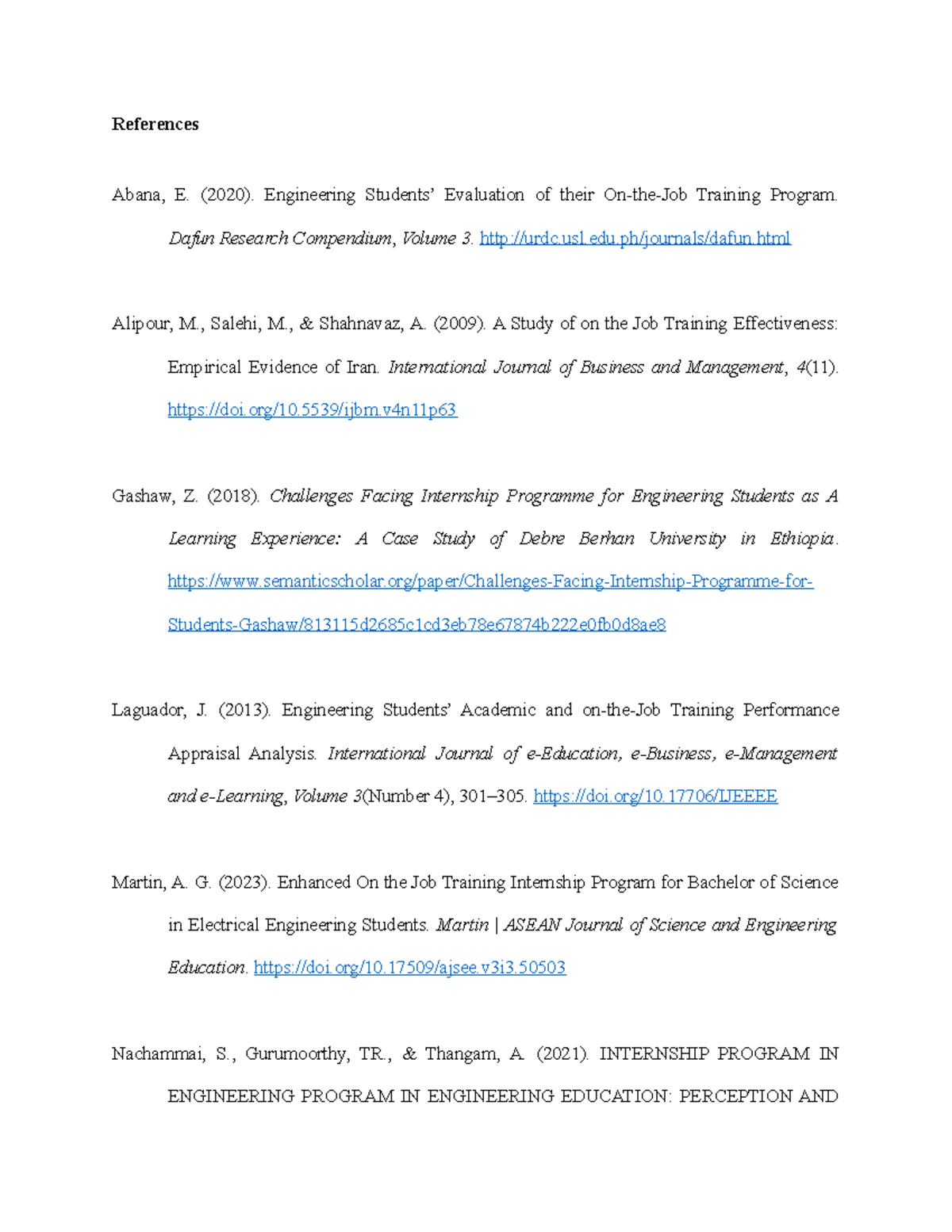 References - methods of research - References Abana, E. (2020 ...