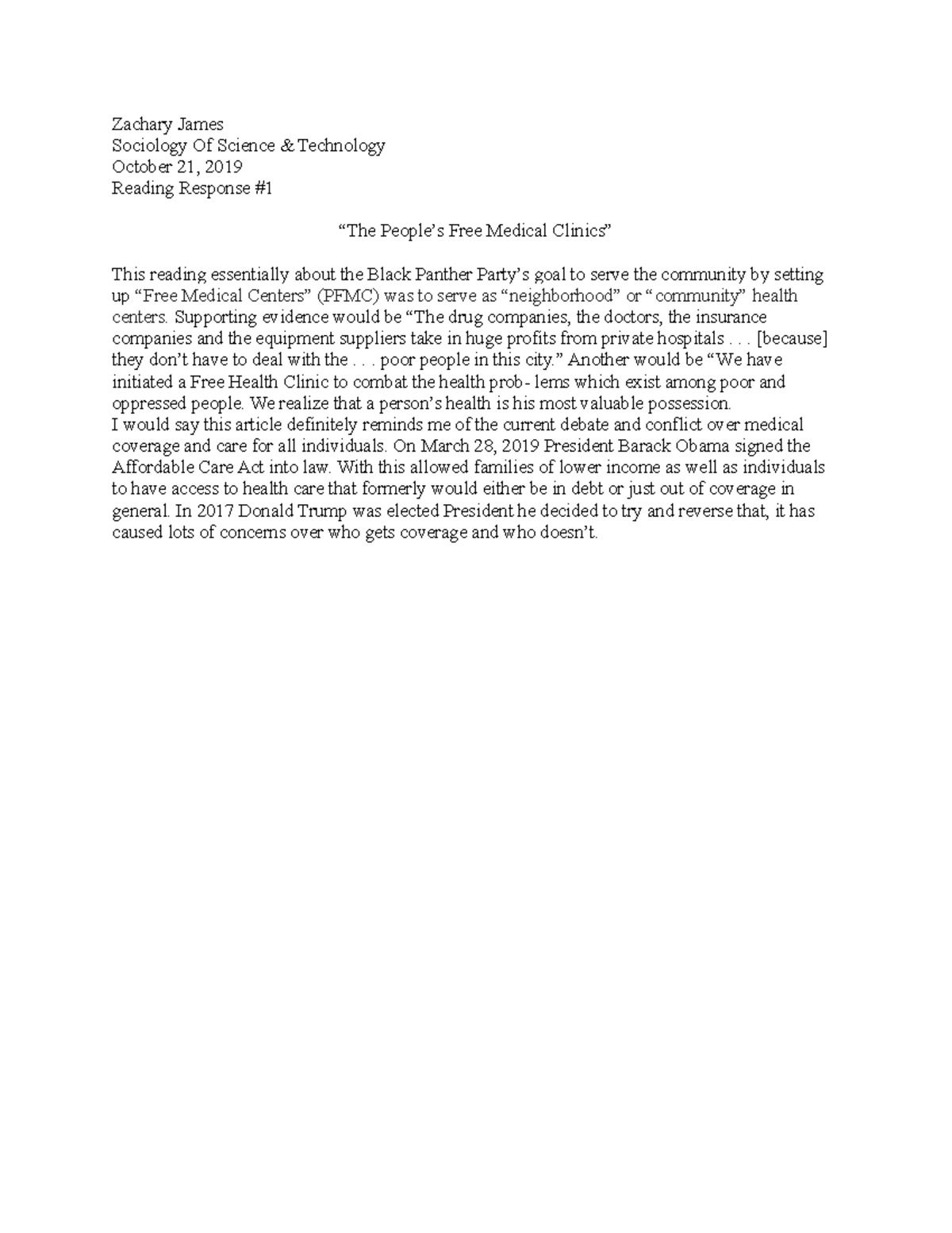 S.S.T. Reading Response #1 - Zachary James Sociology Of Science ...