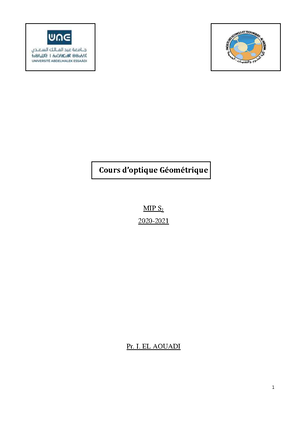 Corrige TD1 - Optique Géométrique - EXERCICE 1 : principe de Fermat et lois de la réfraction ...