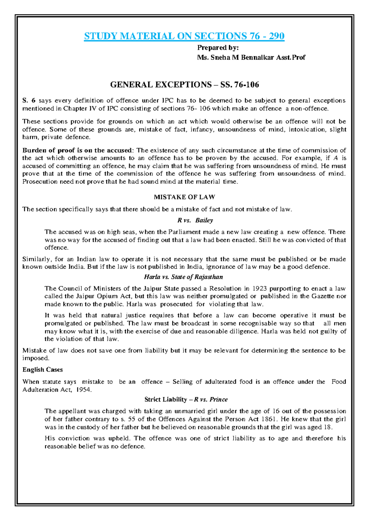 Indian Penal Code (Ss. 76-290) - STUDY MATERIAL ON SECTIONS 76 290 ...