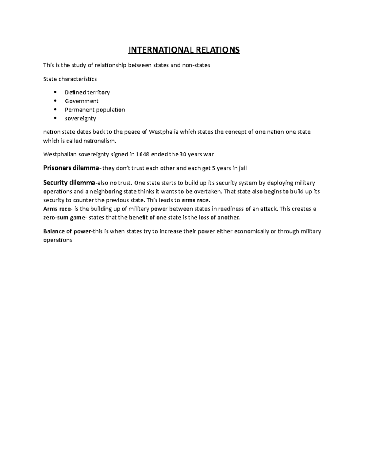 International relations - INTERNATIONAL RELATIONS This is the study of ...