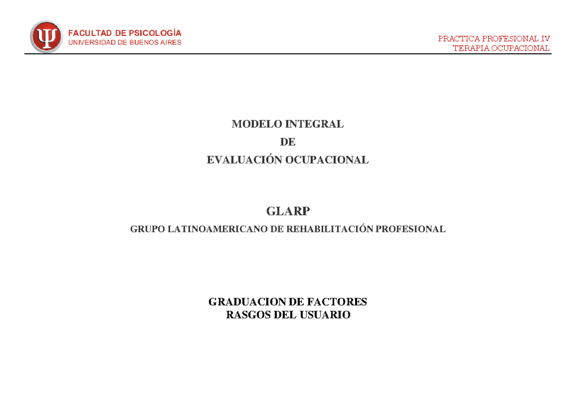 MIEO - Graduacion DE Factores - Usuario - TERAPIA OCUPACIONAL MODELO ...
