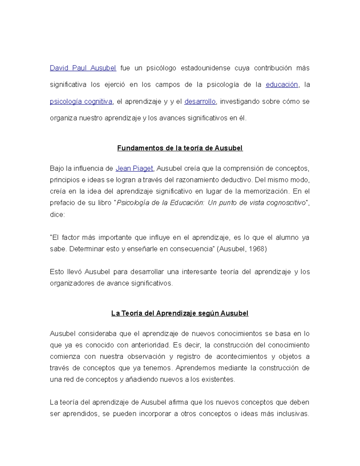 Aprendizaje significativo - David Paul Ausubel fue un psicólogo ...