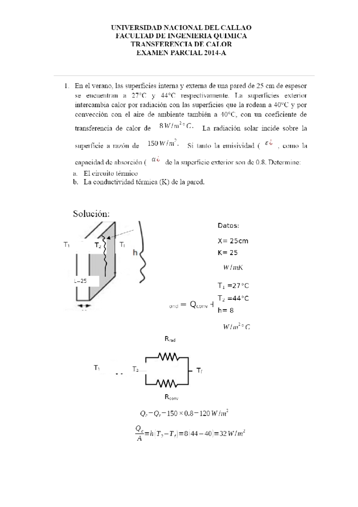 Examen de Transferencia de Calor - Pdfcoffee - Fenomenos de Transporte - Studocu