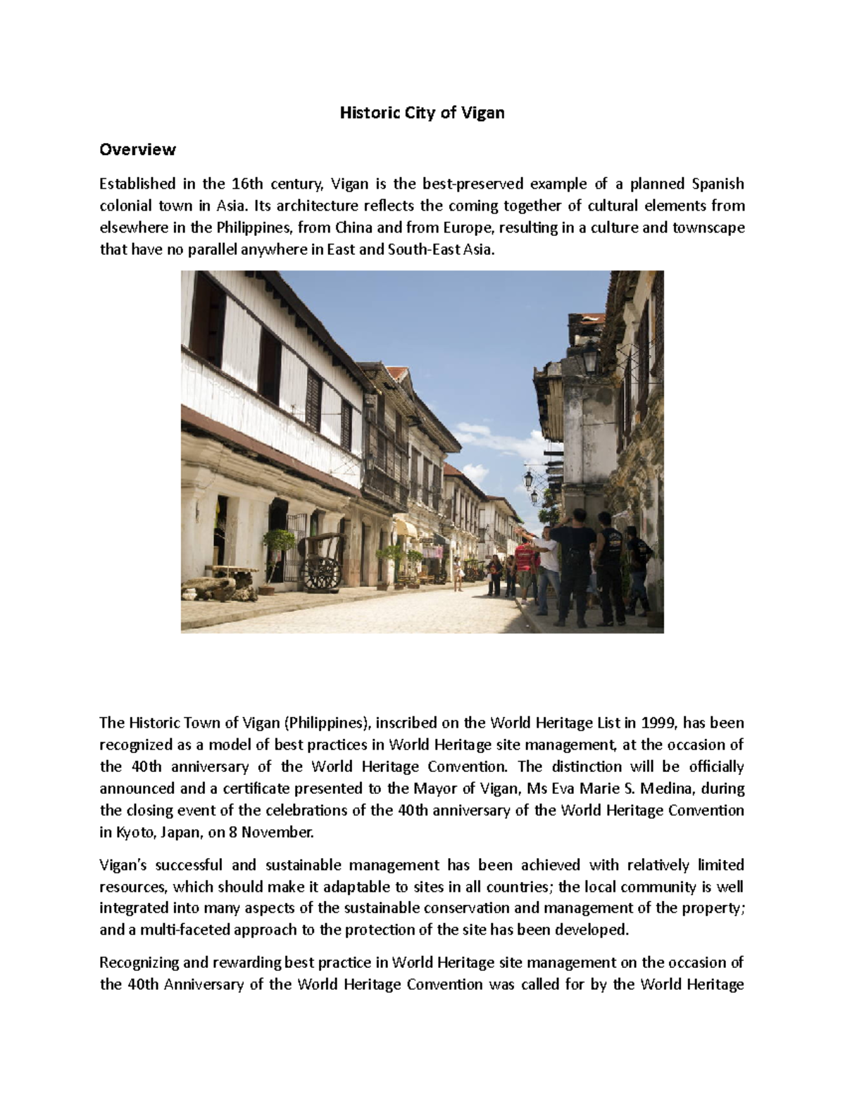 Historic City of Vigan - Historic City of Vigan Overview Established in ...