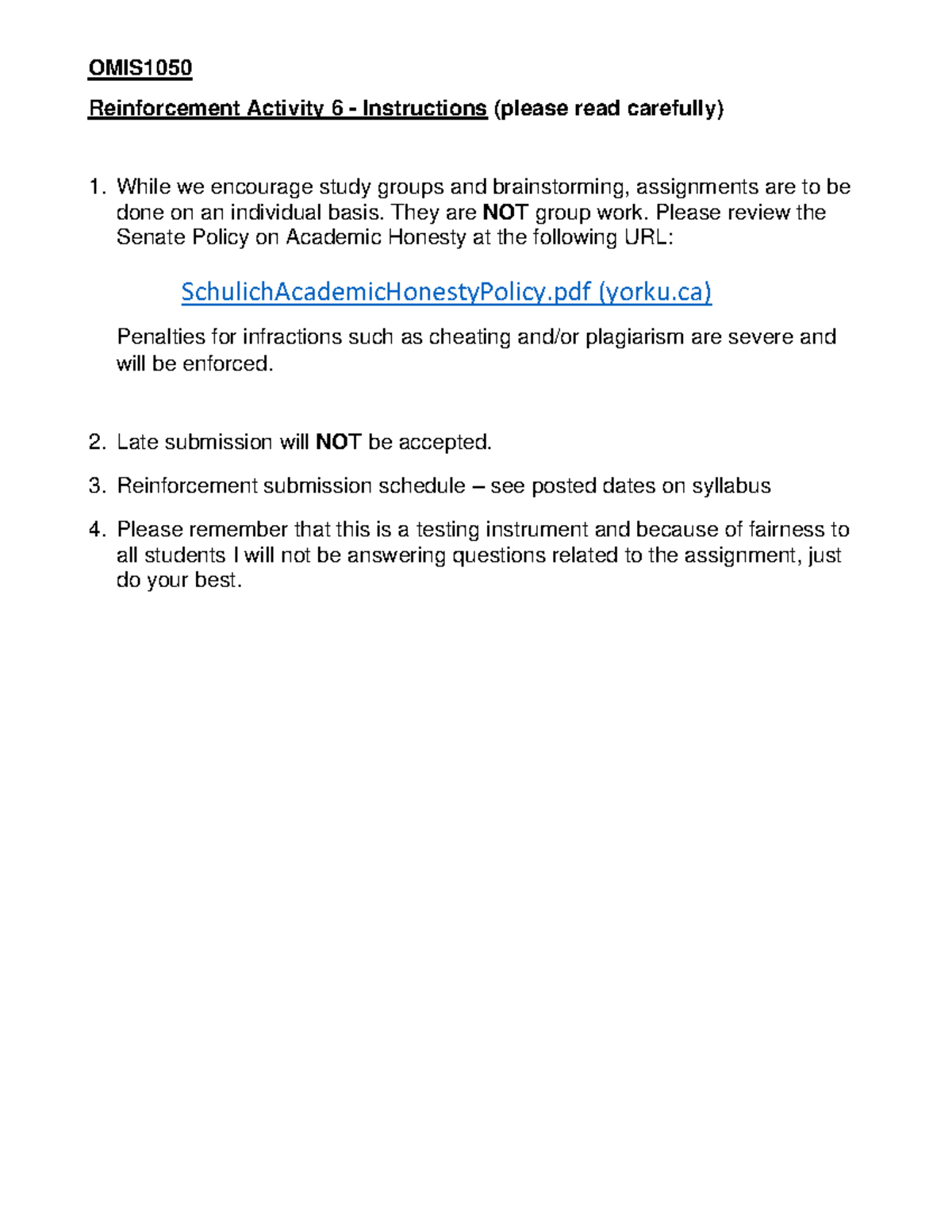 OMIS1050 - W22 - Reinforcement 6 - OMIS Reinforcement Activity 6 ...