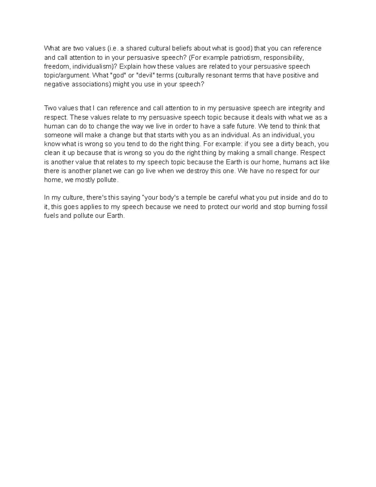 Frame your speech in values god and devil terms - What are two values ...