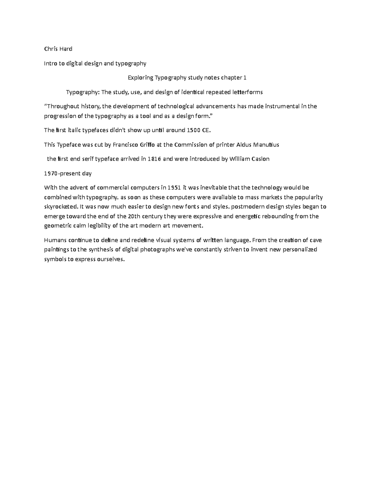 Typography chapter 1 Study notes, Chris HARD - Chris Hard Intro to ...
