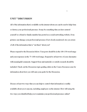 CS204 Unit 9 Assignment - UNIT 9 ASSIGNMENT 1 Unit 9 Assignment Portfolio Lucretia Davis Purdue ...