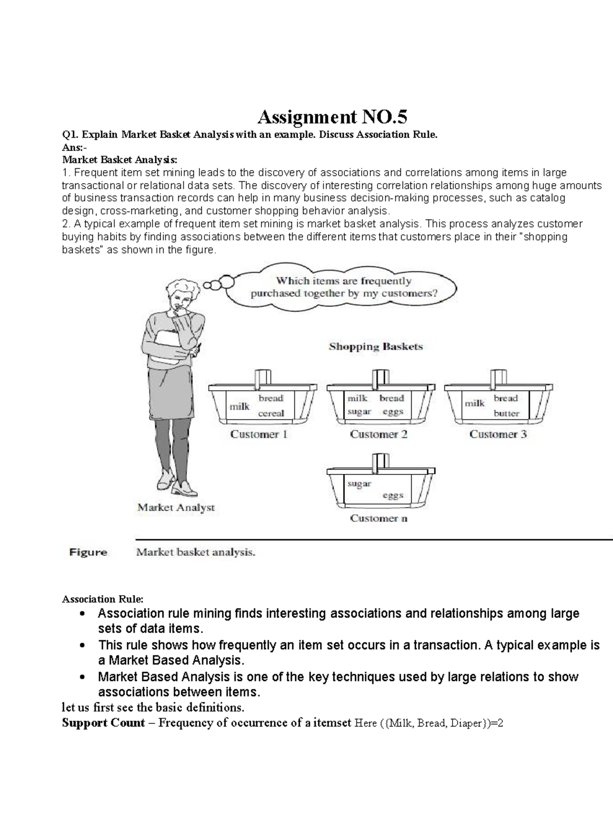Assignment NO5 - no any description - Assignment NO. Q1. Explain Market Basket Analysis with an ...