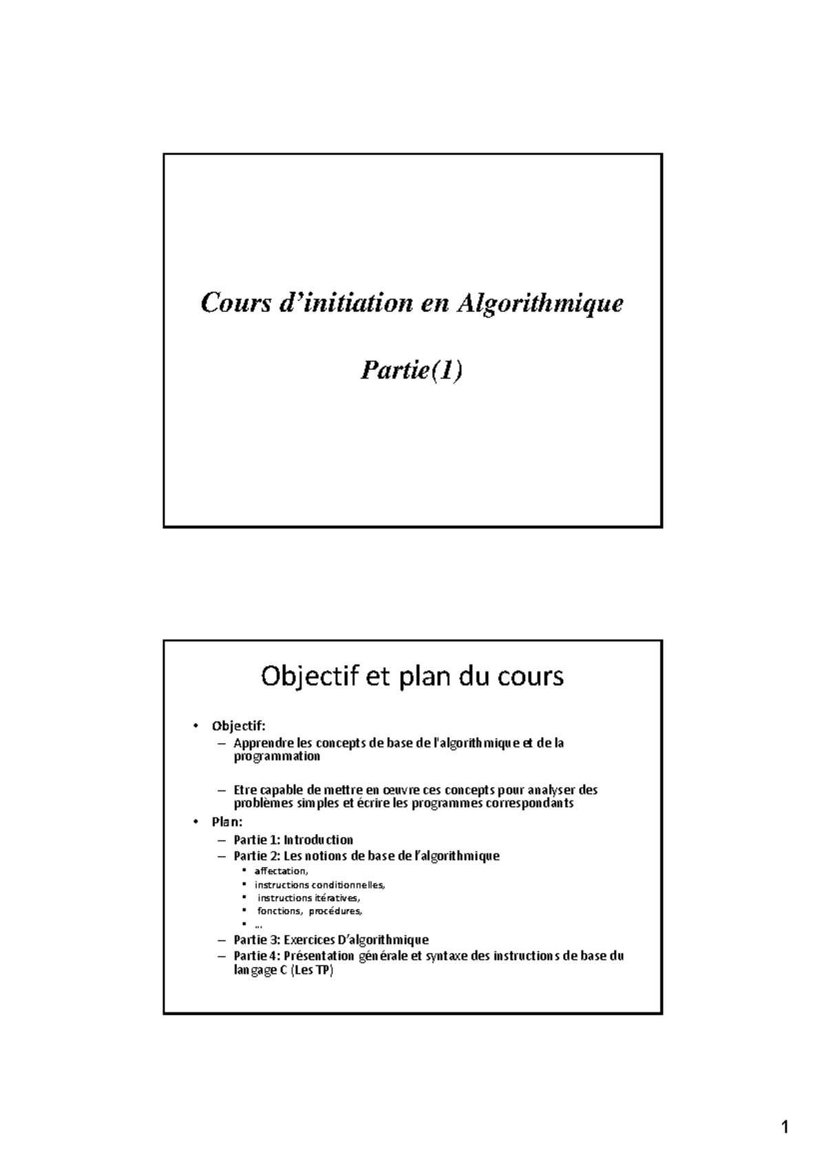 Cours Informatique S2-2020 AIT Kerroum Encgk - Cours d’initiation en Algorithmique Partie(1 ...