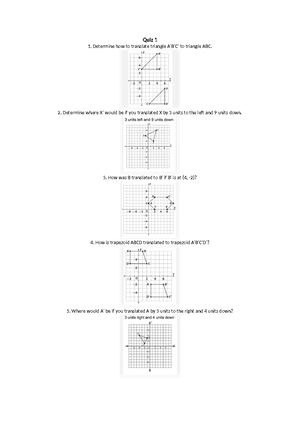 Math Activity lesson report - Quiz 2 1. What does a translation do to ...