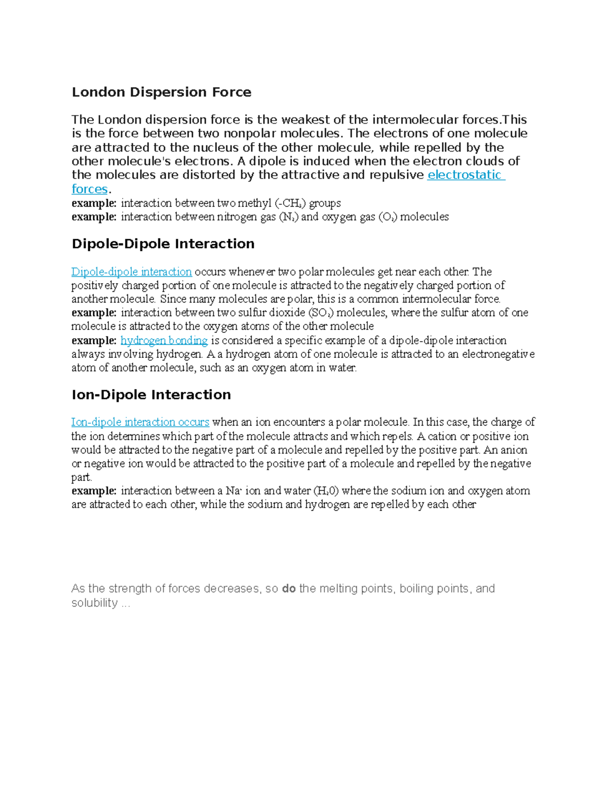 CH 11 - Lecture notes first lecture notes - London Dispersion Force The ...