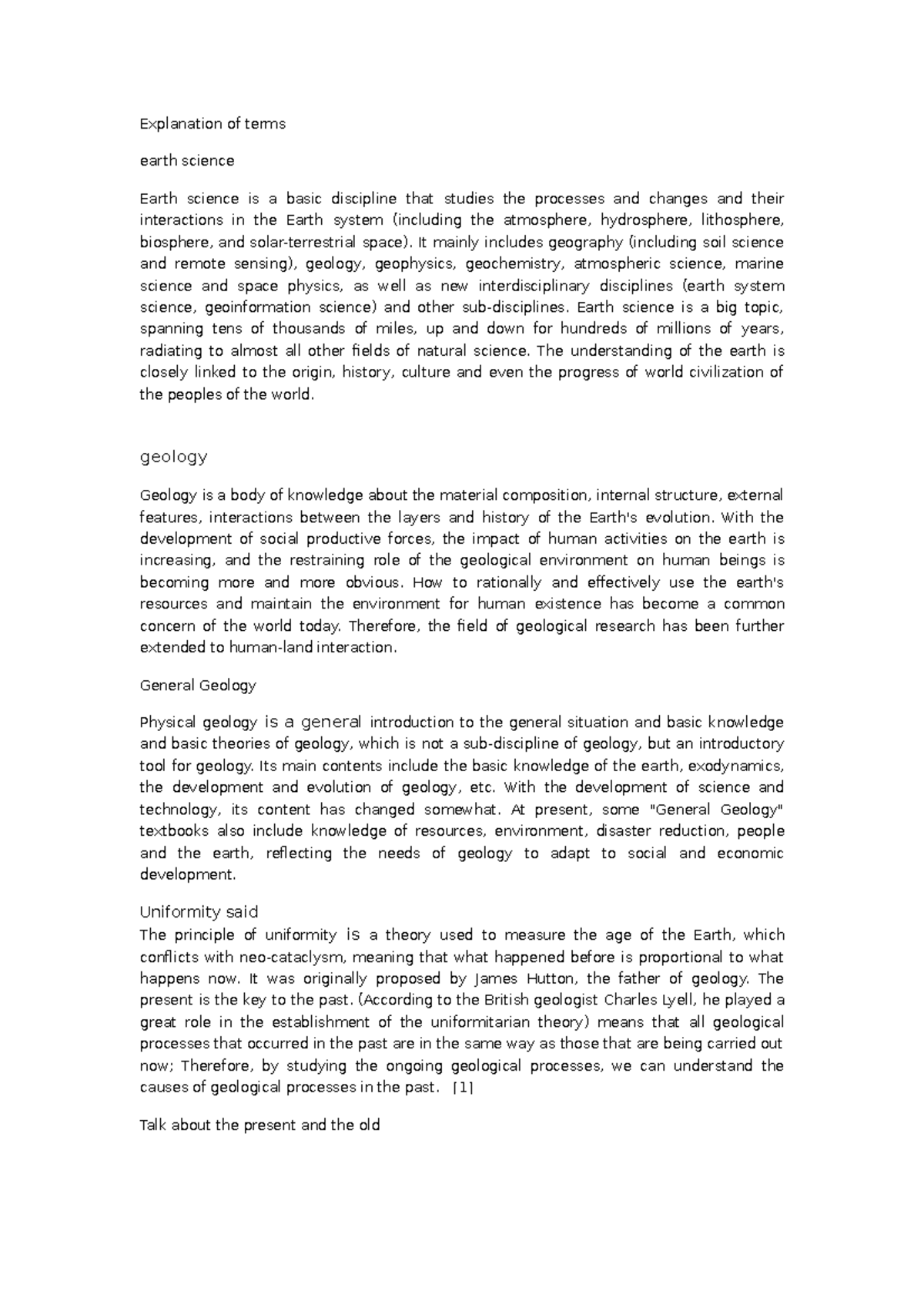 Explanation of terms - Explanation of terms earth science Earth science ...