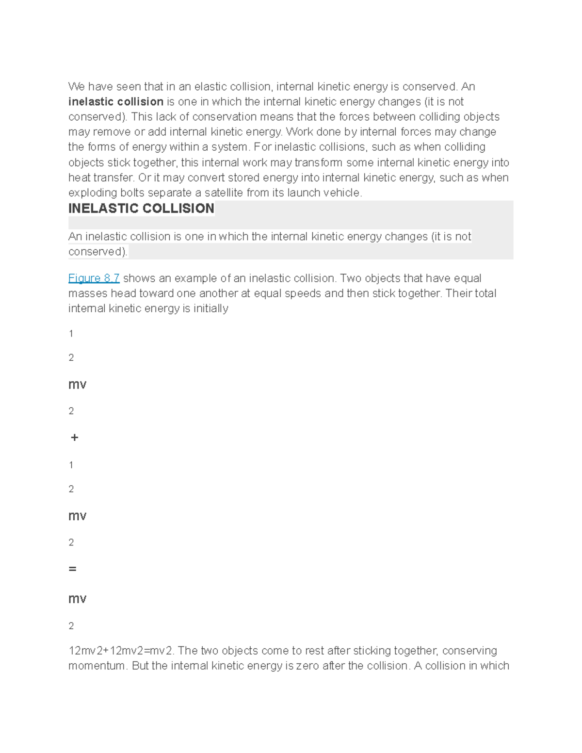Lesson Note On Inelastic Collusion We Have Seen That In An Elastic Lesson Note On Inelastic Collusion We Have Seen That In An Elastic