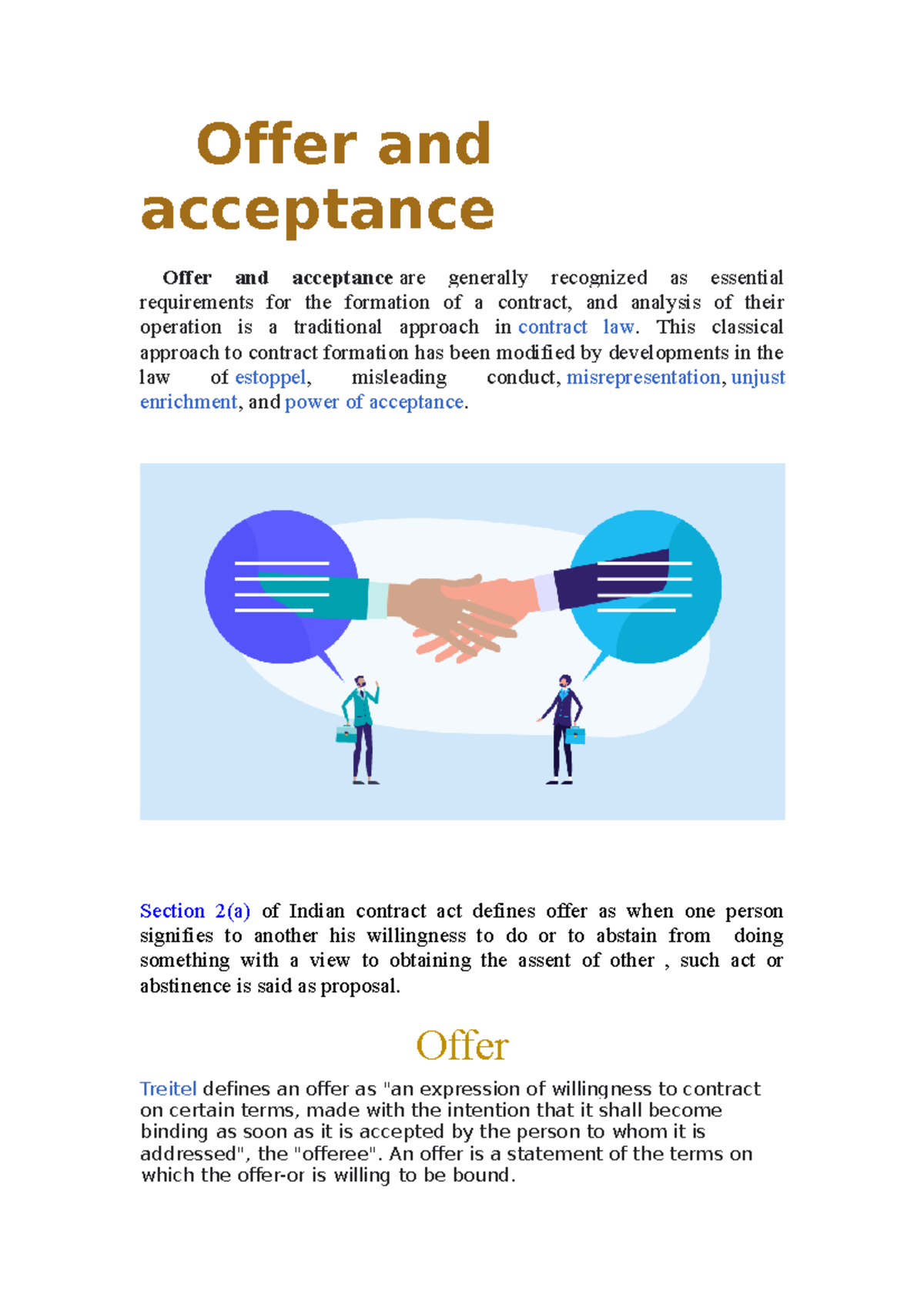 Offer and acceptance assignment business low - Offer and acceptance ...