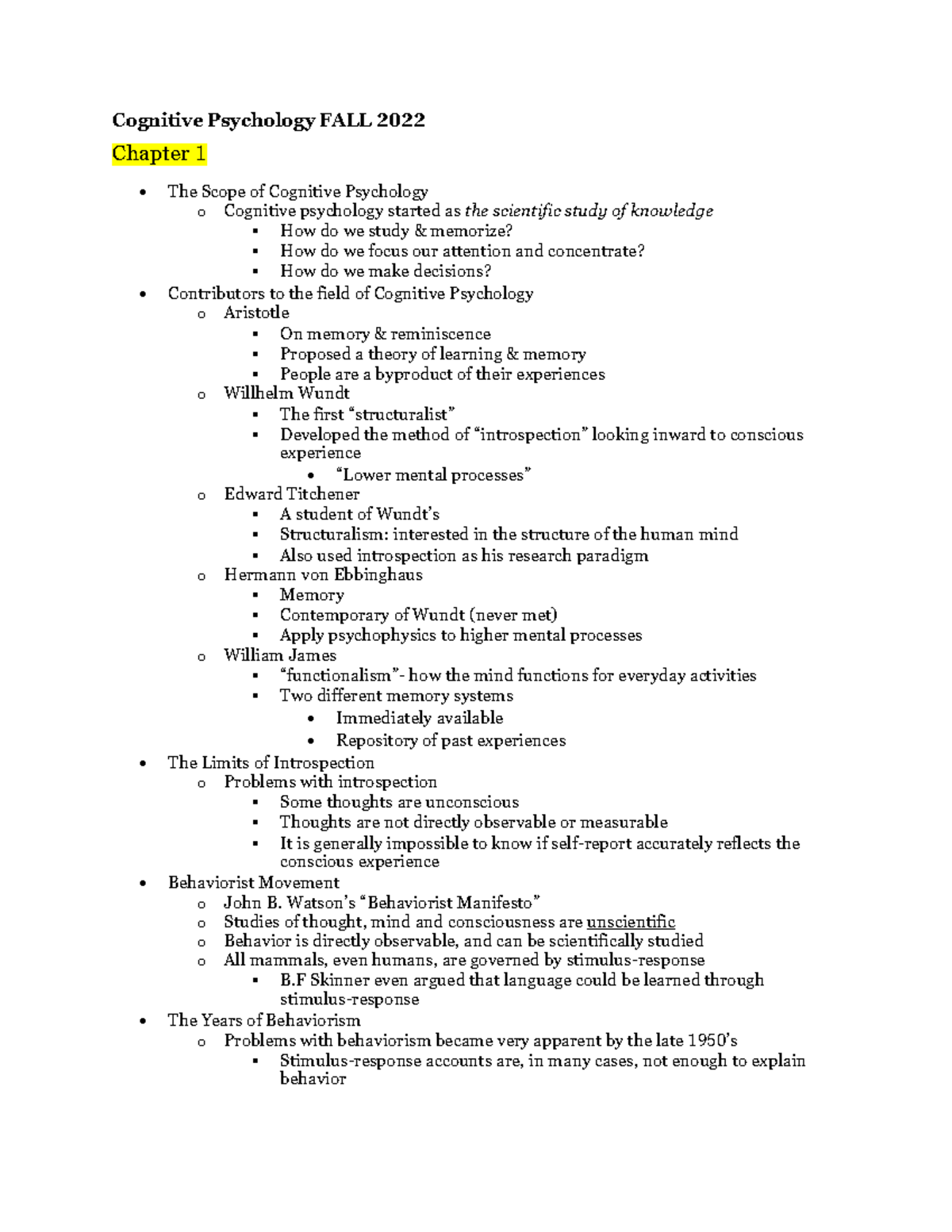 Cognitive Psych CH 1 3 Cognitive Psychology FALL 2022 Chapter 1 The