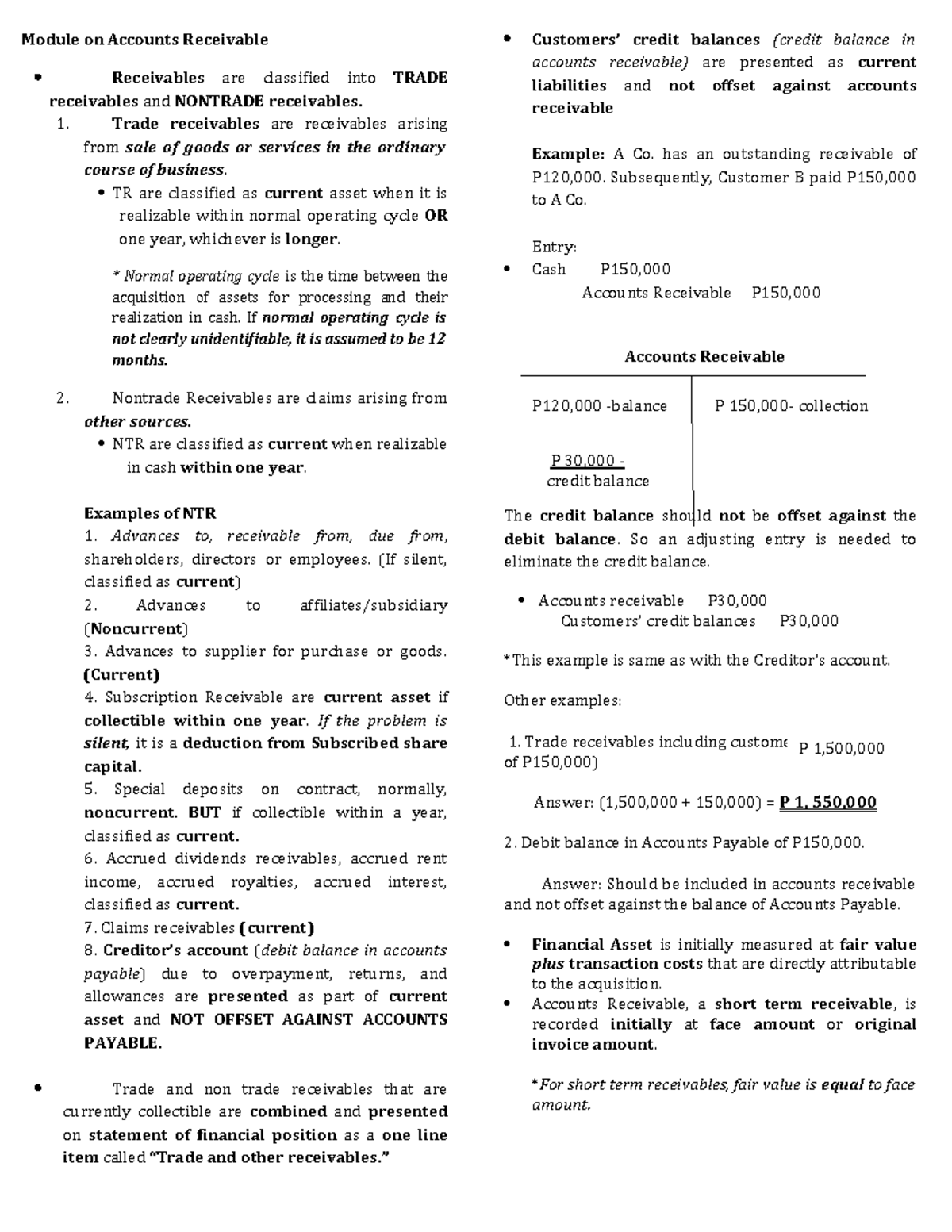 Accounts- Receivable- Handout - Module on Accounts Receivable ...