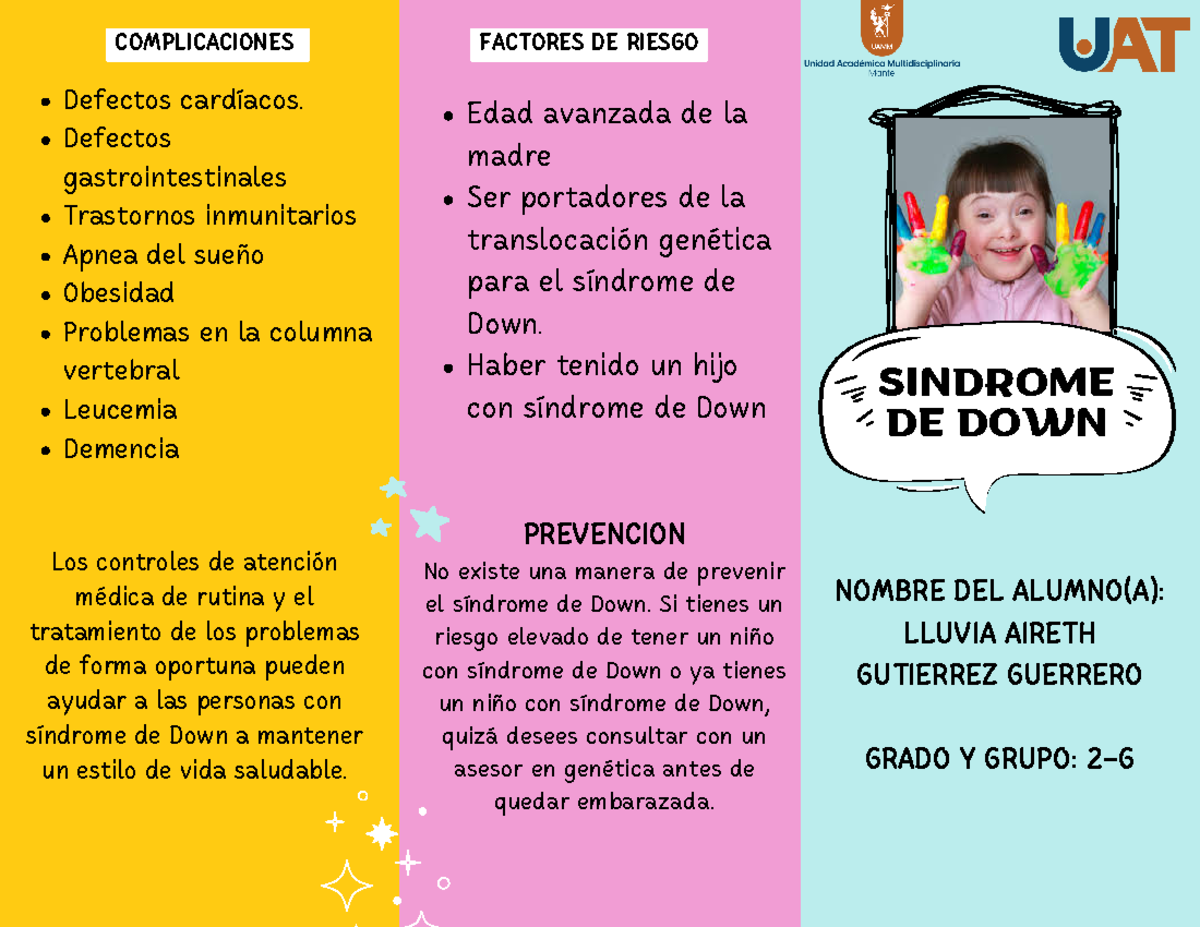 Sindrome DE DOWN - PPPPPP - SINDROME DE DOWN NOMBRE DEL ALUMNO(A): LLUVIA AIRETH GUTIERREZ ...