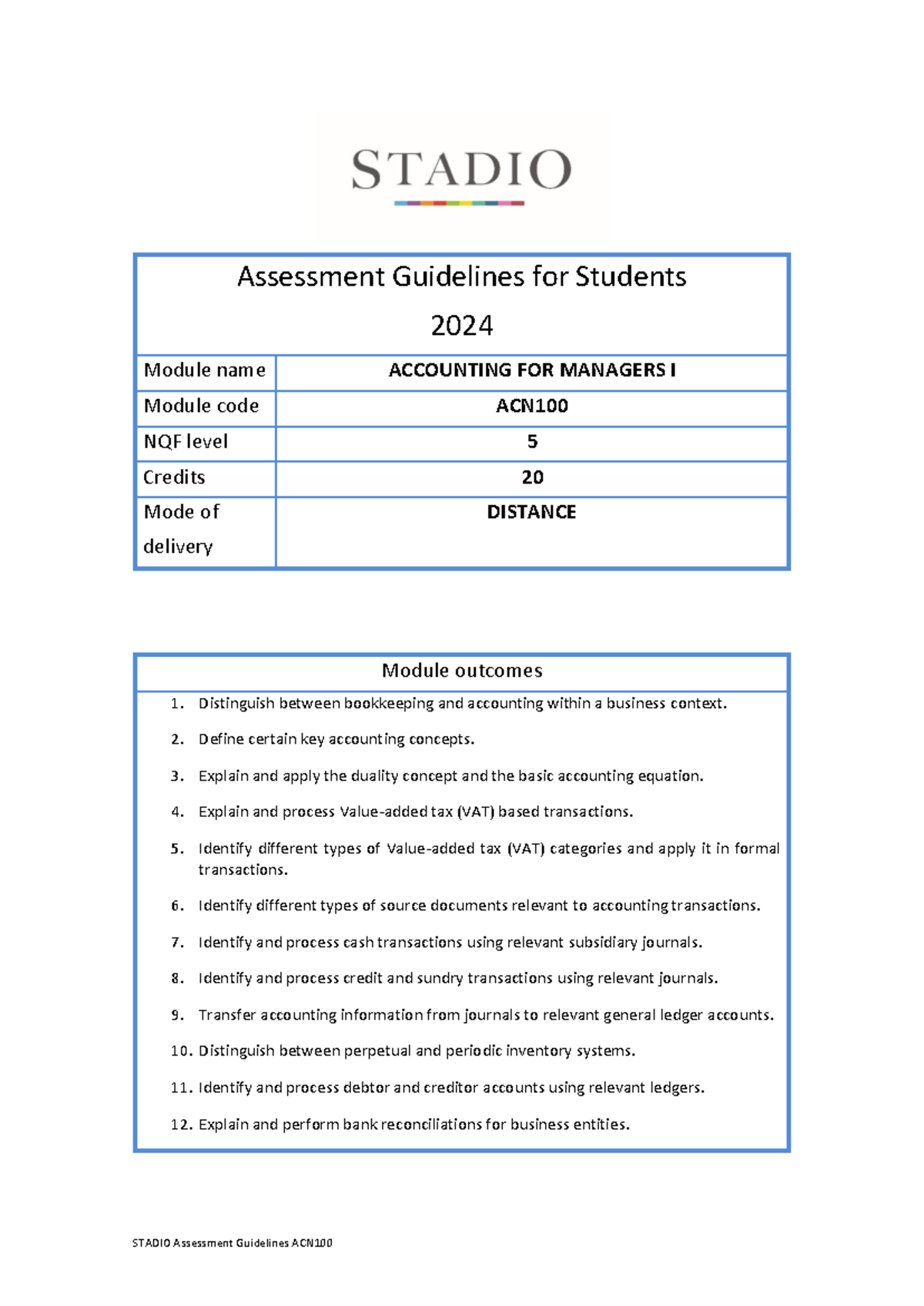 ACN100 2024 Stadio Assessment Guidelines - Assessment Guidelines for ...