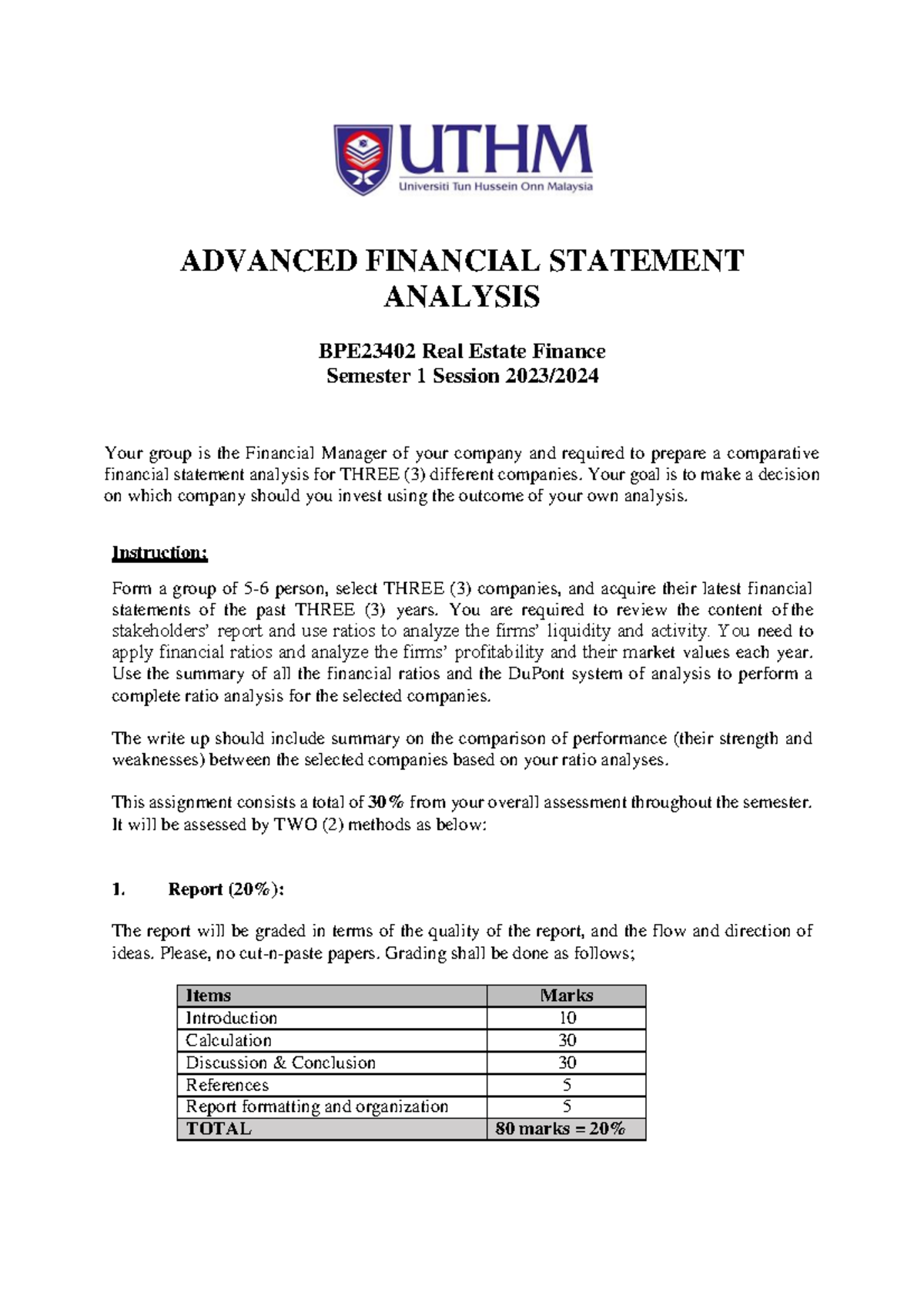 Groupassignmentbpe 23402 sem1session 20232024-pbl - ADVANCED FINANCIAL ...