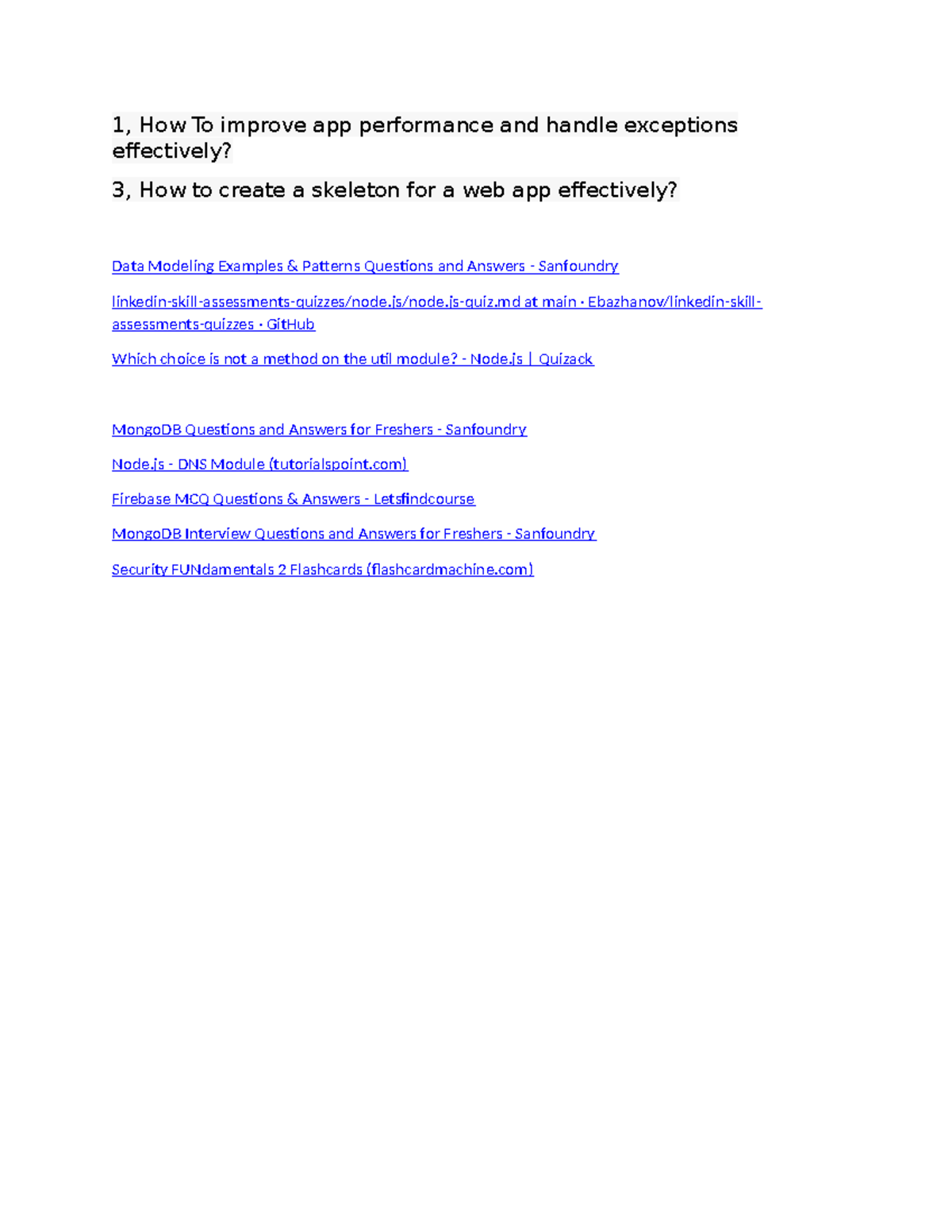 ôn thi FE SDN301 - 1, How To improve app performance and handle exceptions effectively? 3, How ...