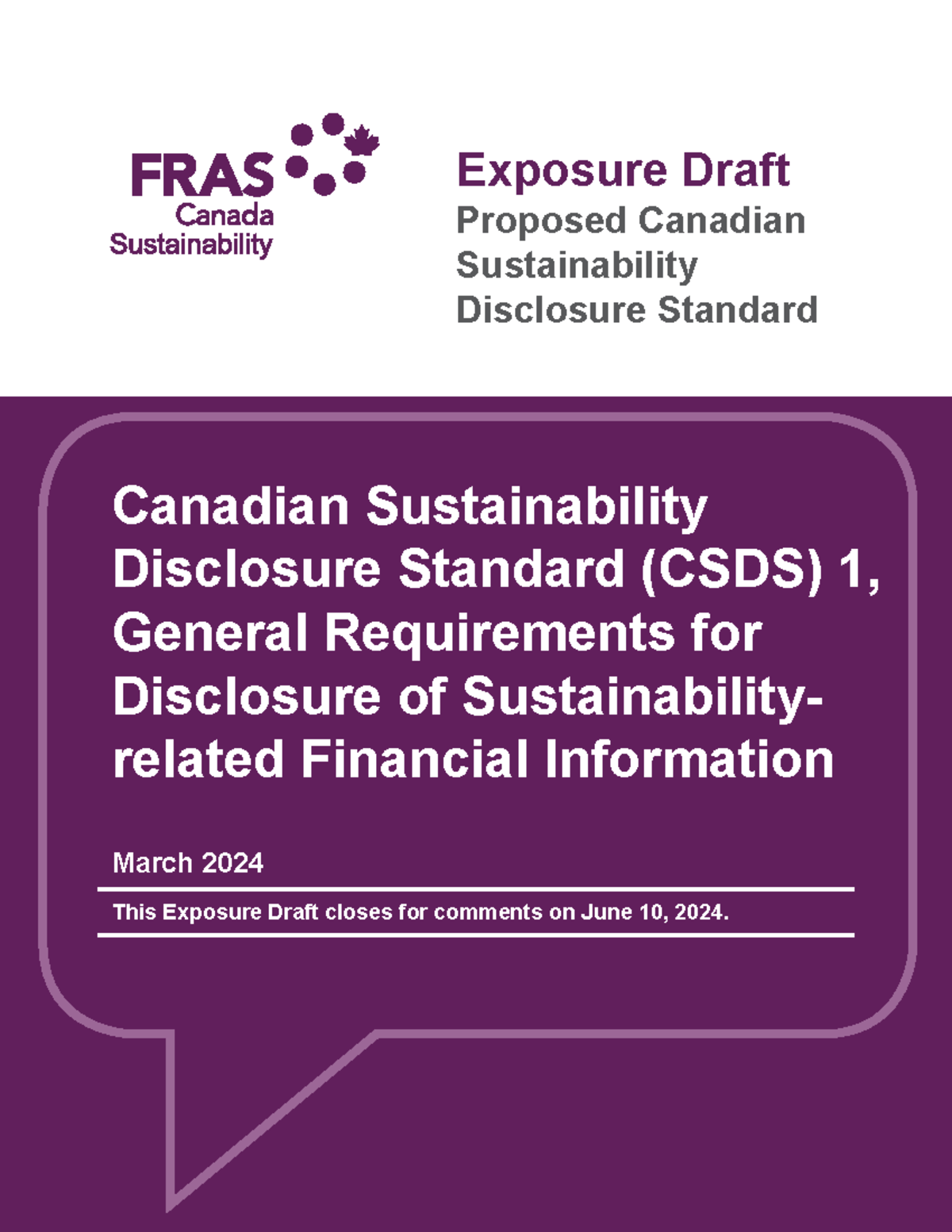 CSSB ED CSDS 1 - Canadian Sustainability Disclosure Standard (CSDS) 1 - Exposure Draft Proposed ...