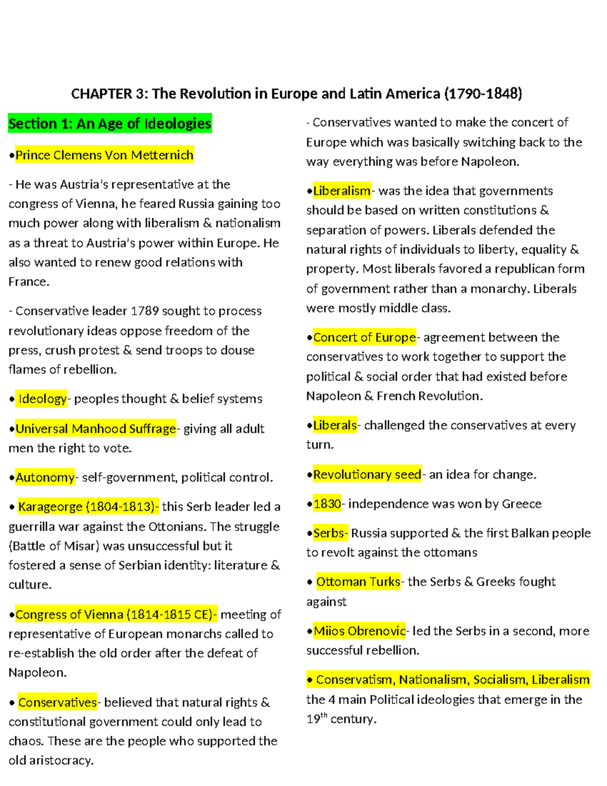 The Revolution of Europe and Latin America - He also wanted to renew ...