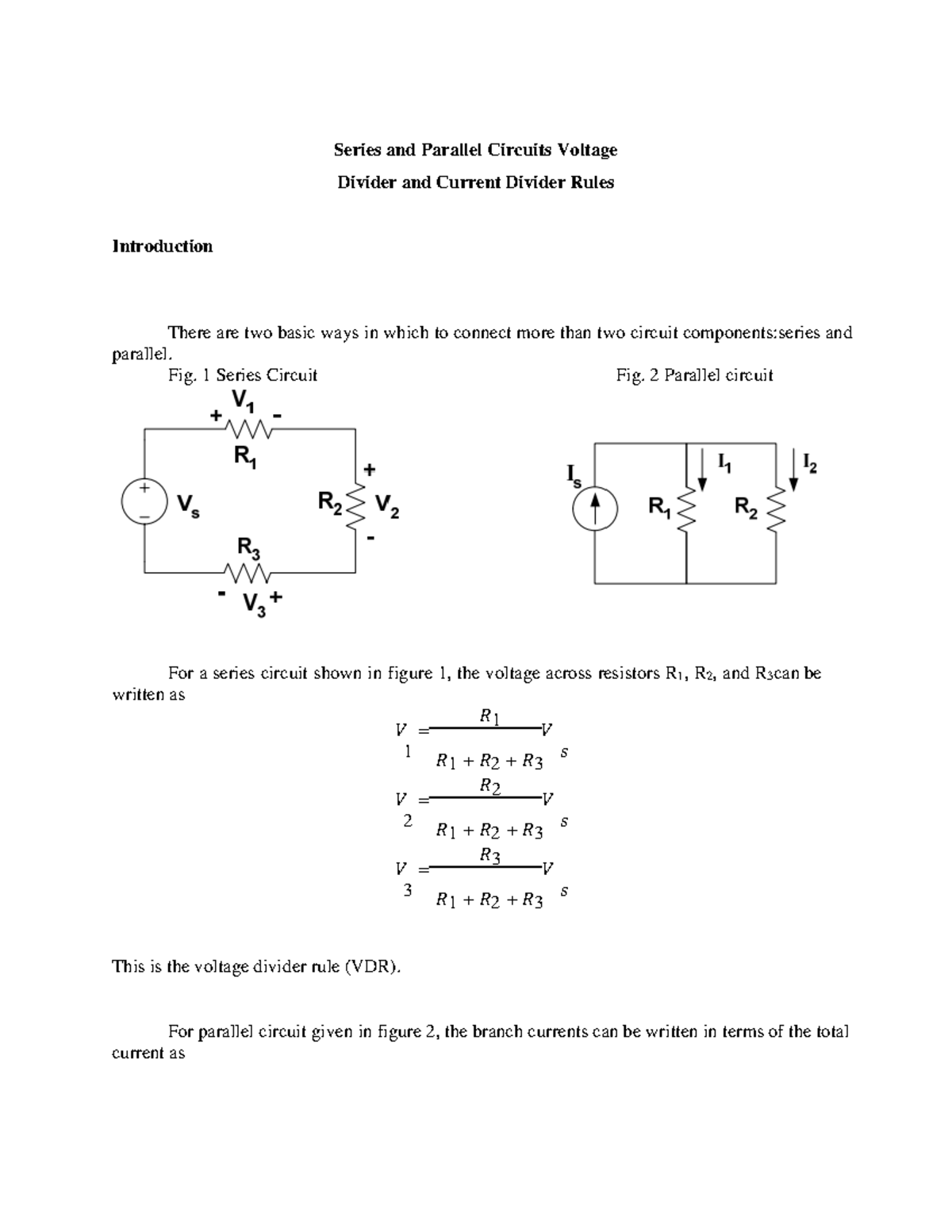 Series and Parallel Circuits Voltage - Series and Parallel Circuits ...