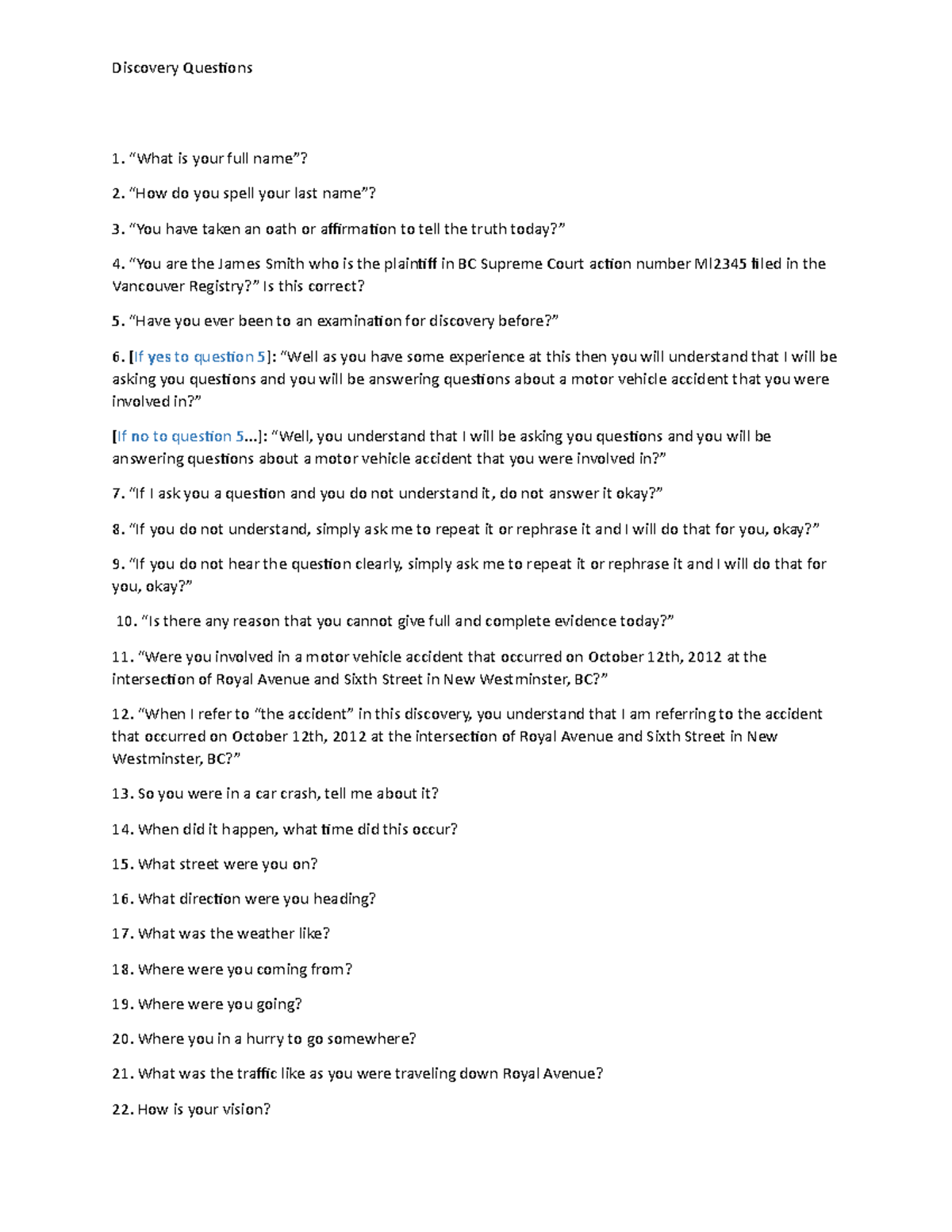 Discovery questions - Lecture Notes - Discovery Questions 1. “What is ...