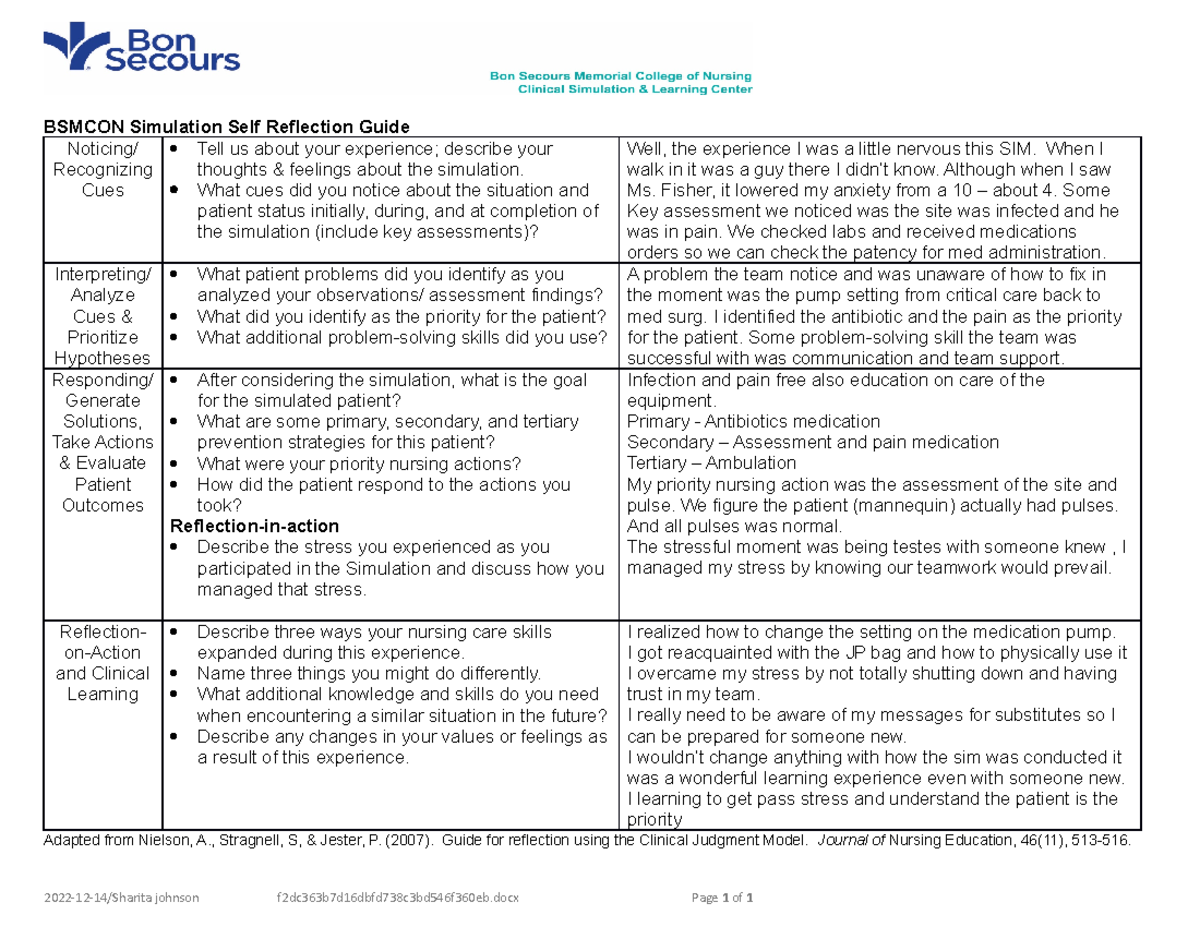 Template - Paper - BSMCON Simulation Self Reflection Guide Noticing ...