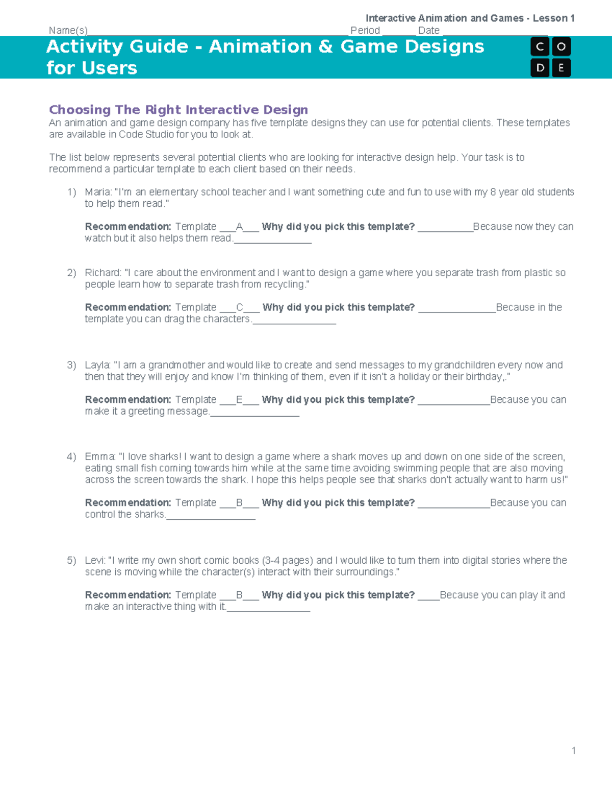 U3L01 - Activity Guide - Animation and Game Designs for Users ...