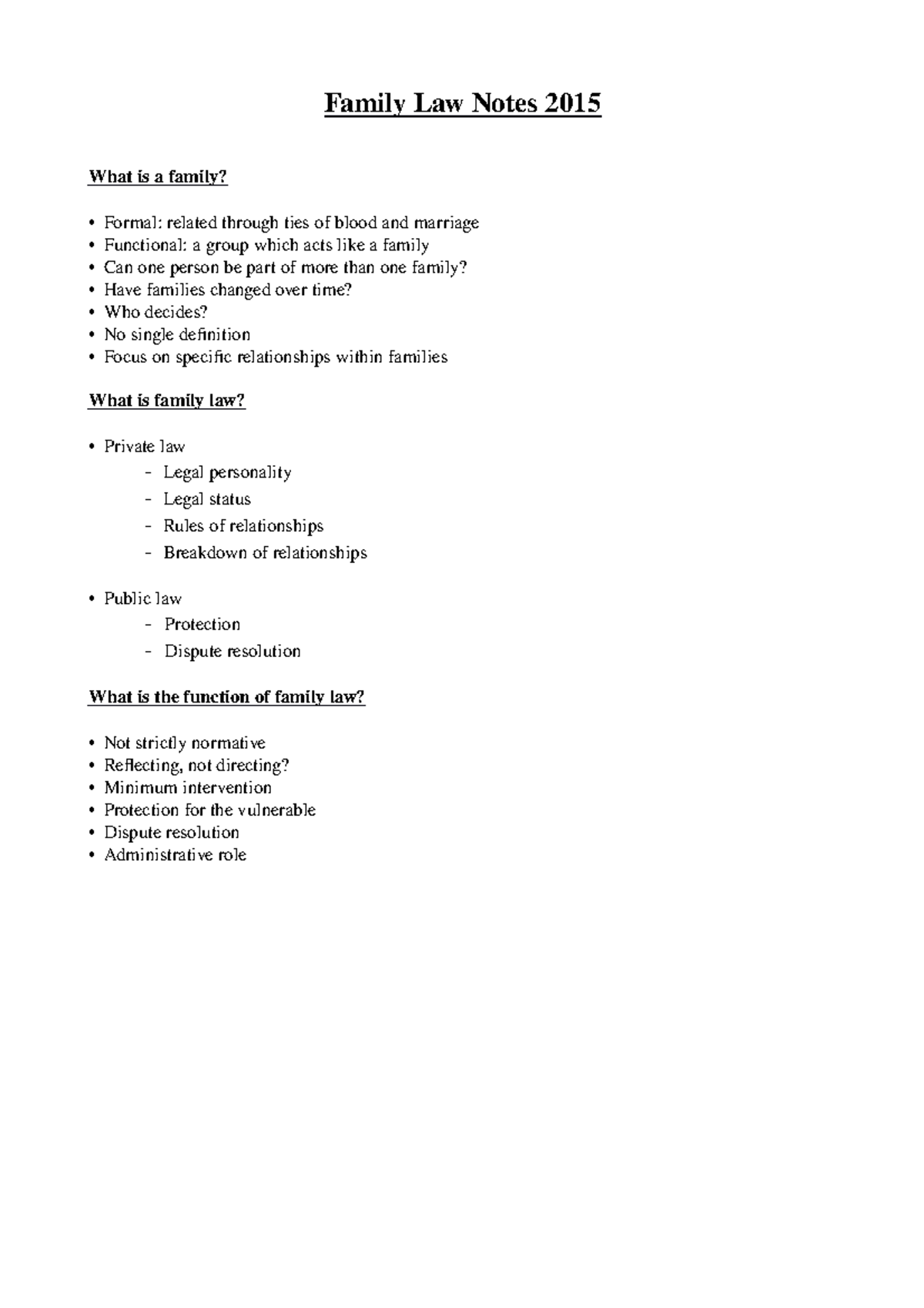Family Law Notes 2015 copy - Family Law Notes 2015 What is a family ...