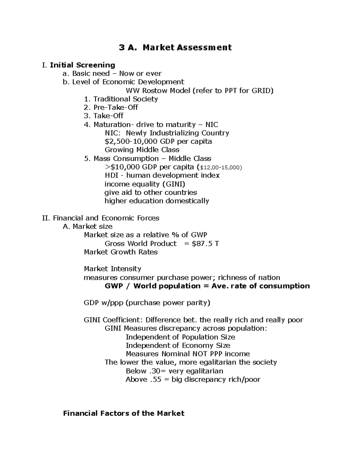3 A Market Assessment - 3 A. Market Assessment I. Initial Screening a ...
