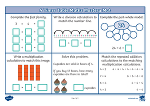10 Times Table Maths Mastery Mat - Write a division calculation to ...