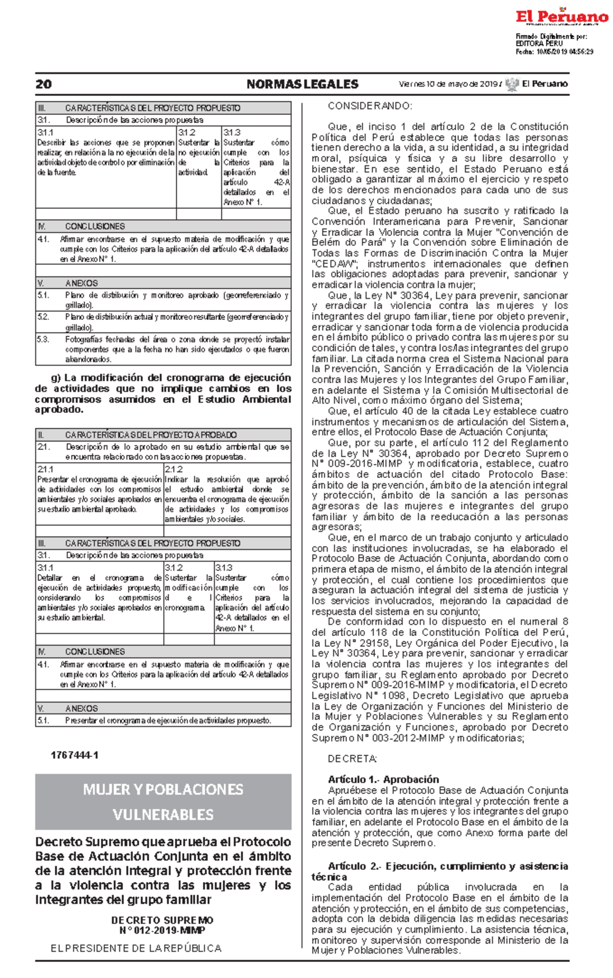 DS 012-2019-MIMP Aprueban Protocolo DE BASE Conjunta - Termodinamica ...