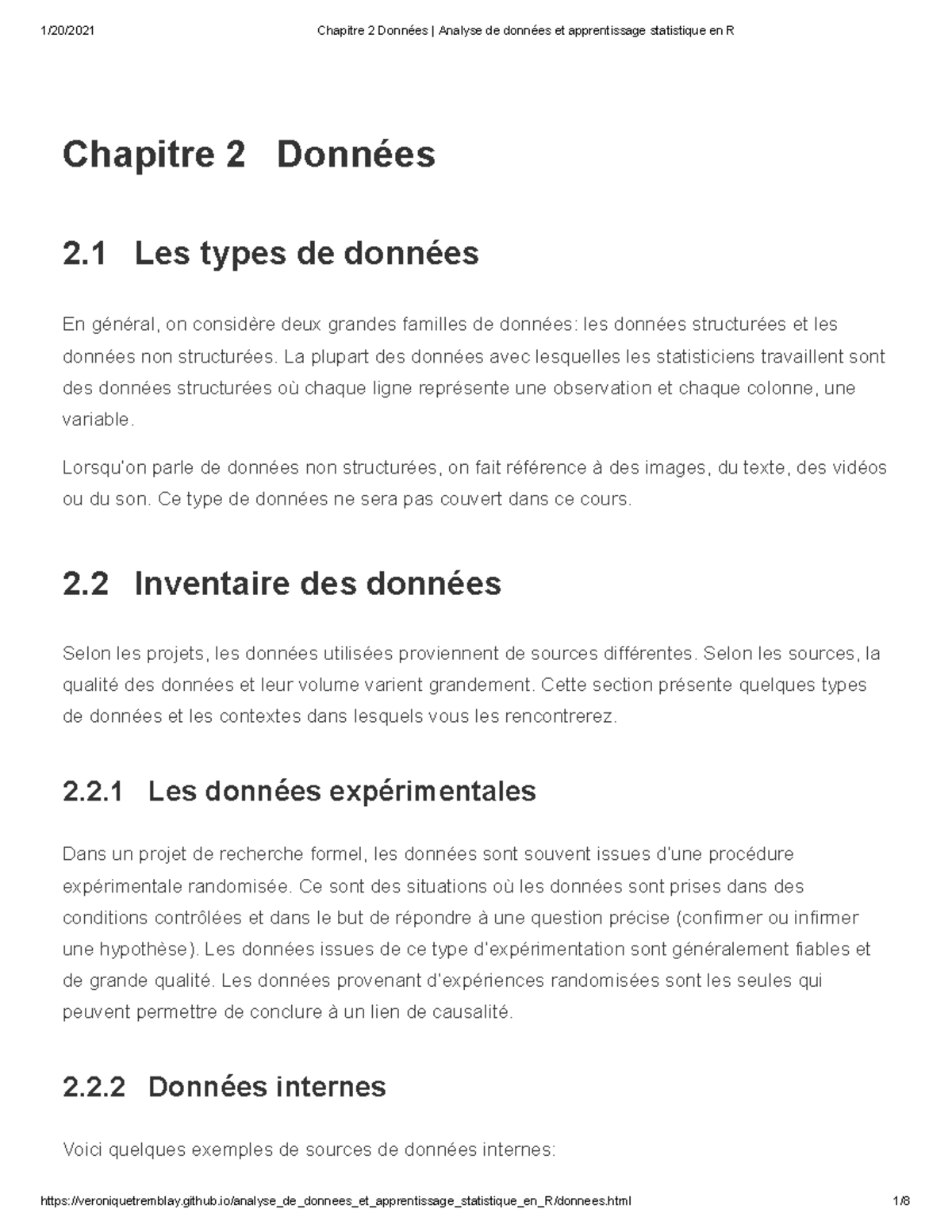 Chapitre 2 Données Analyse de données et apprentissage statistique en R ...