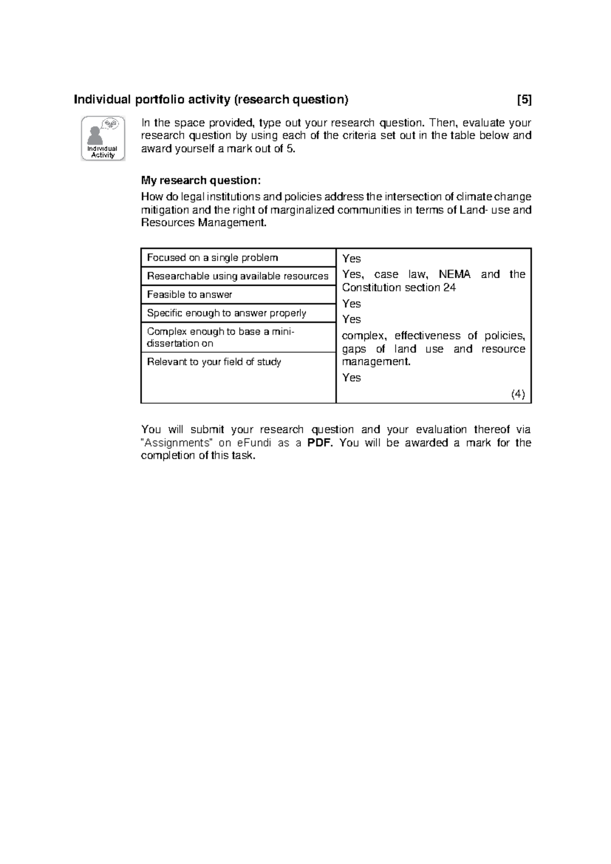 Research question - Then, evaluate your research question by using each ...