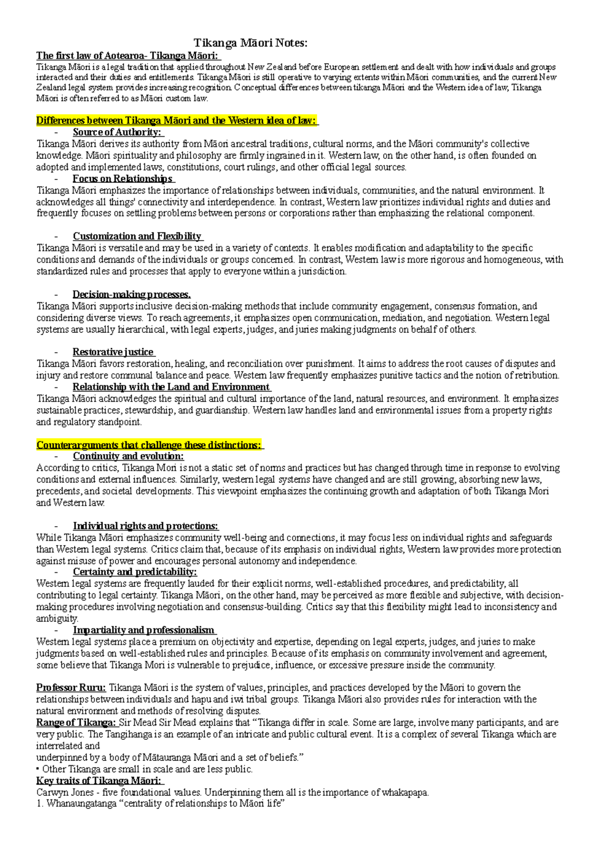 Tikanga Maori notes - I don’t really know - The first law of Aotearoa ...