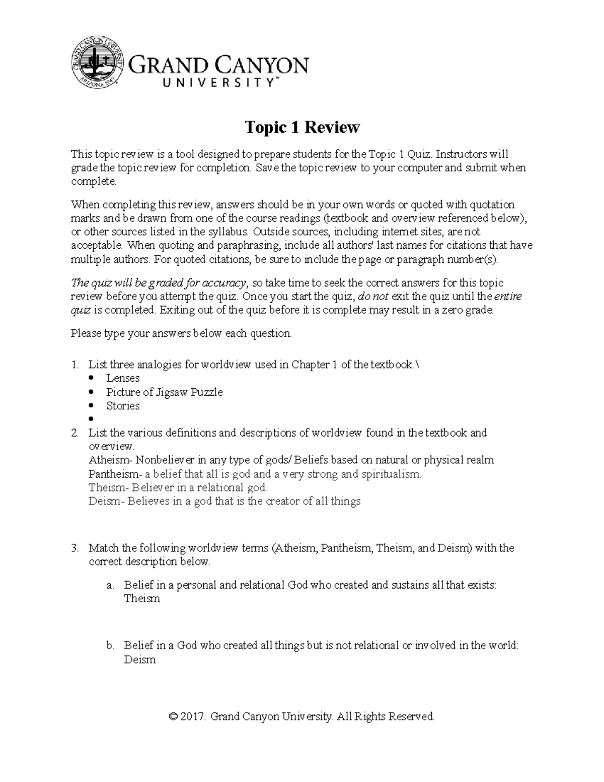 review discussion question topic 1 - Topic 1 Review This topic review ...