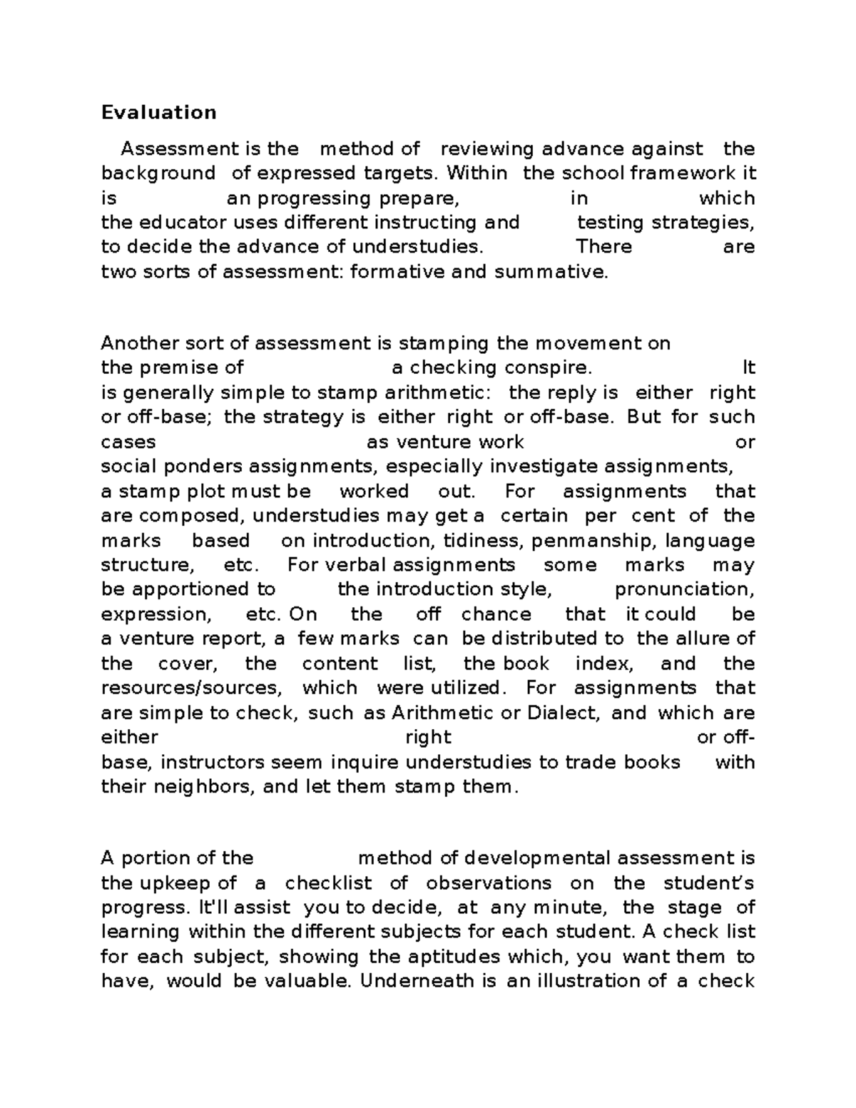 Good Multigrade Practices - Evaluation Assessment is the method of reviewing advance against the ...