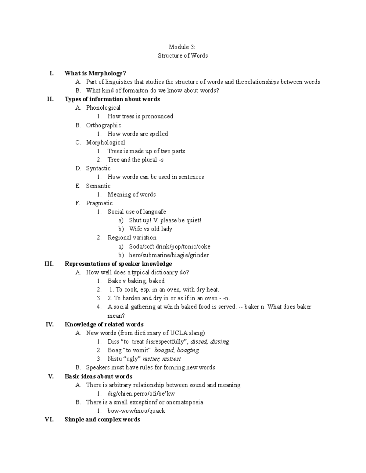 Module 3 Structure of Words - What is Morphology? A. Part of ...