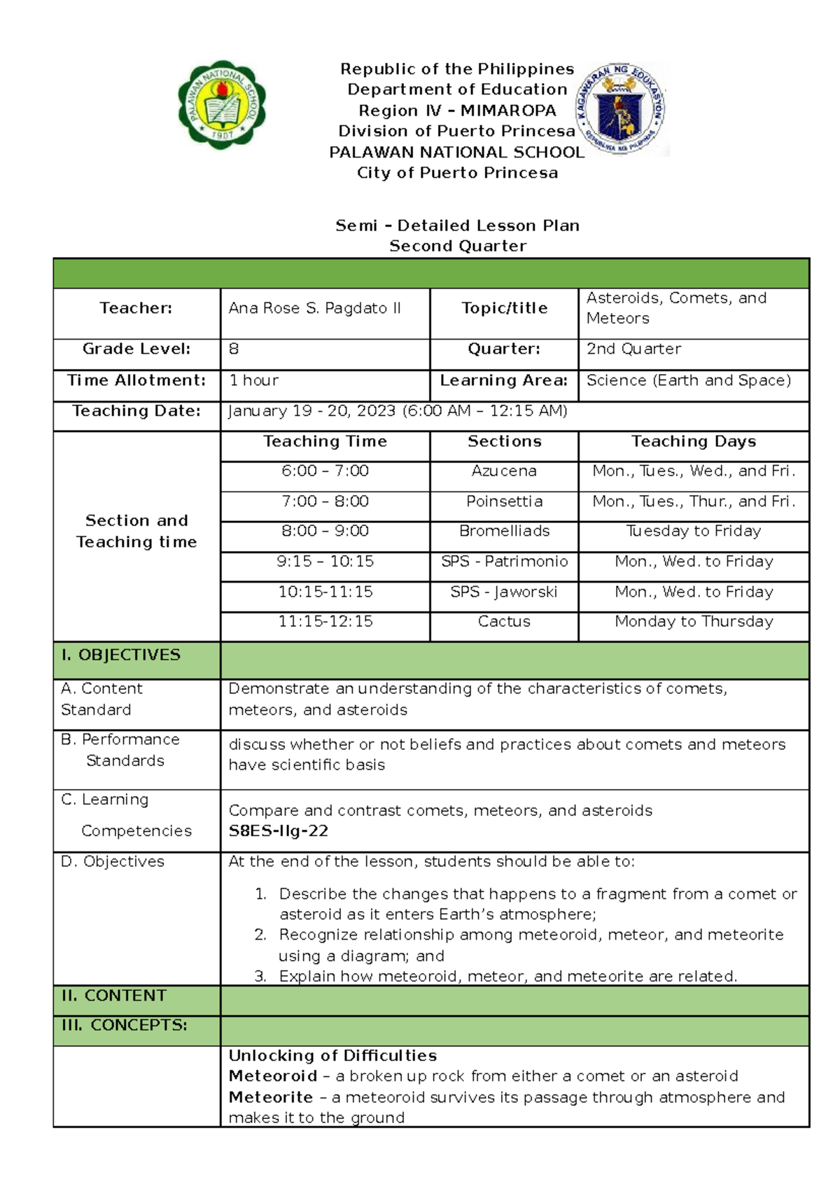 Lesson Plan in Science 8 (Q2 - W7 ) (Day 4) - Republic of the ...