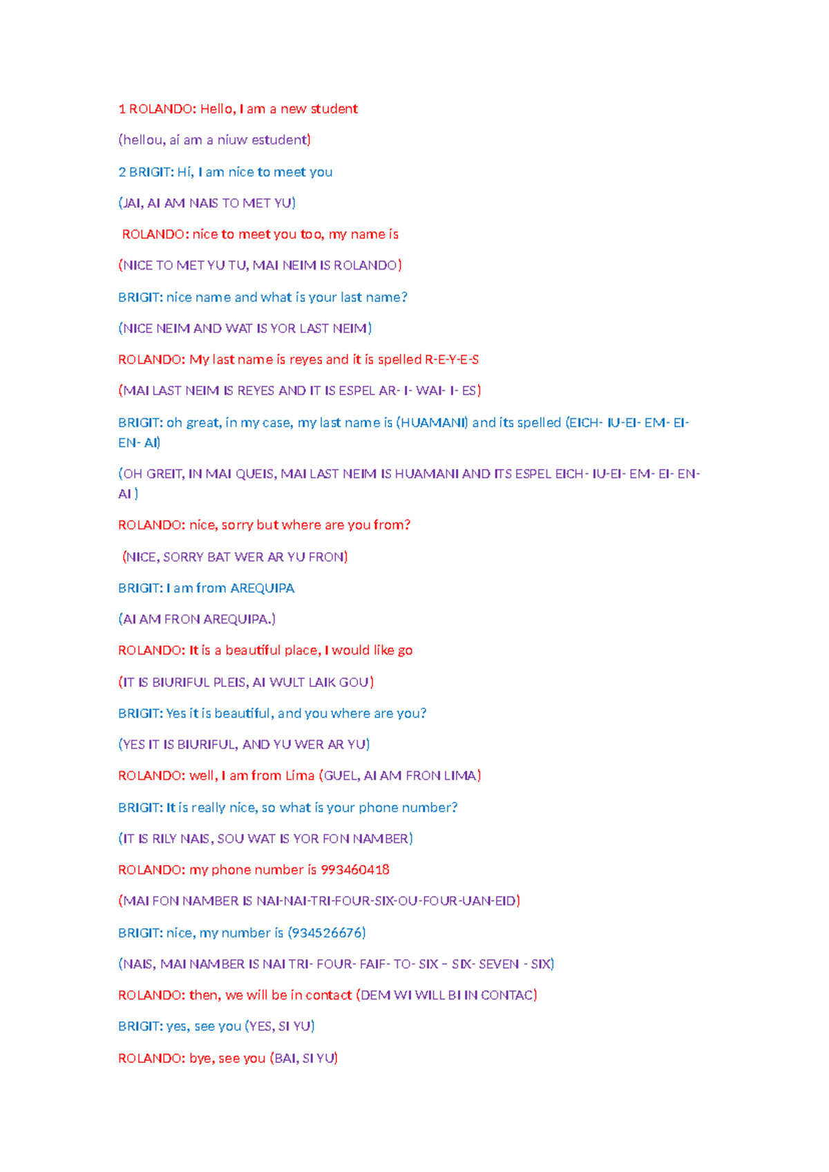 Speaking UTP - tarea sem 03 - 1 ROLANDO: Hello, I am a new student ...